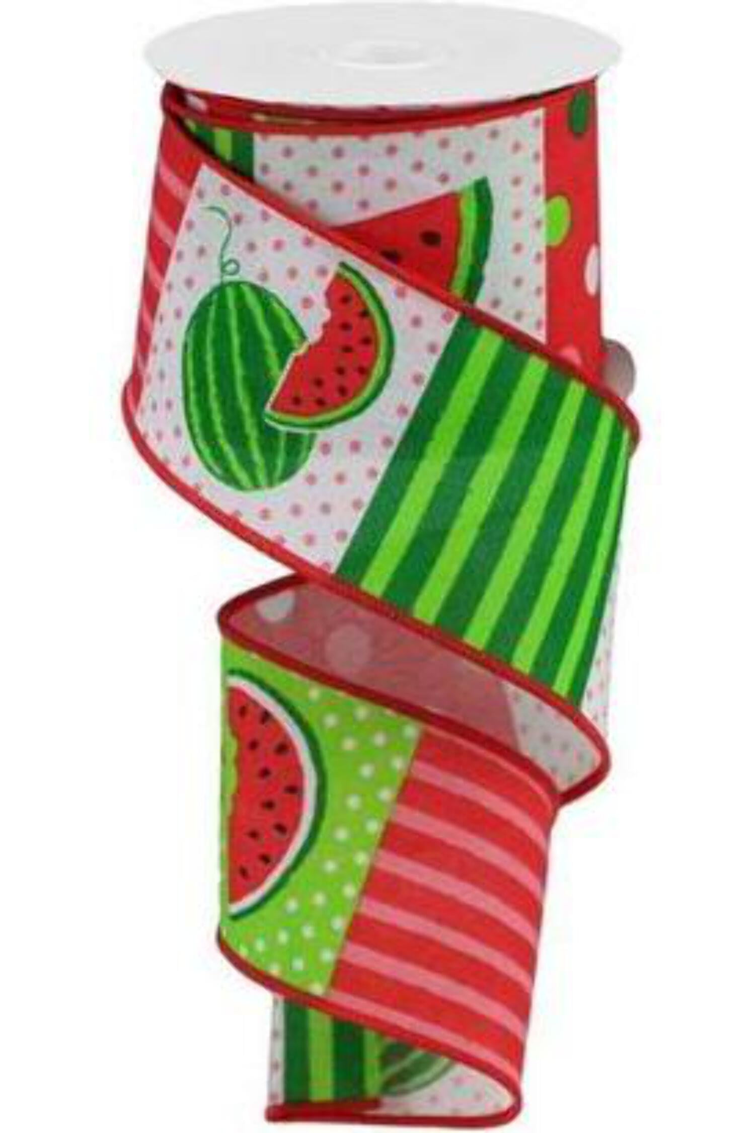 Shop our 2.5" Watermelon Block Royal Ribbon: White (10 Yards) - Walmart.com