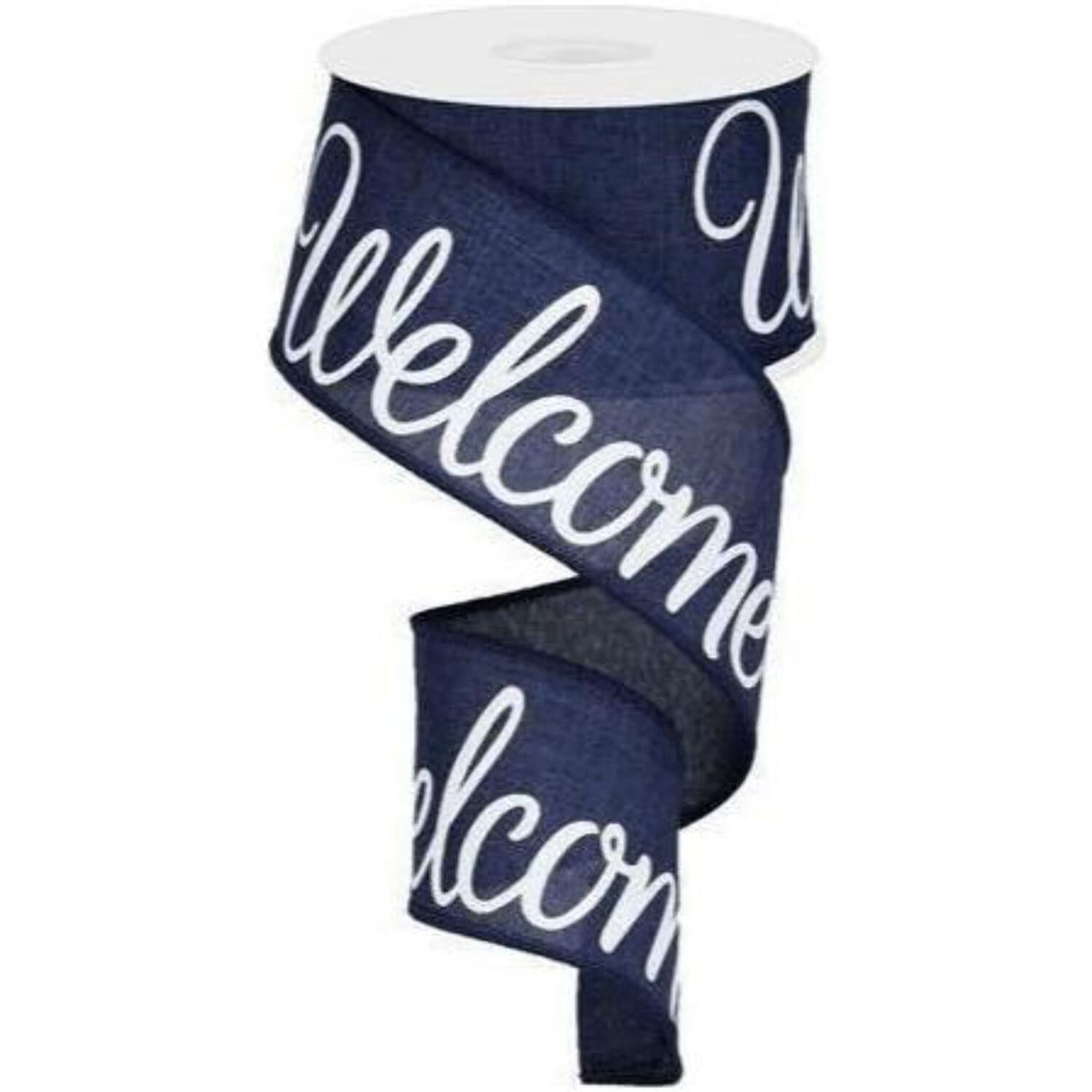 2.5" Welcome Royal Ribbon: Navy Blue (10 Yards) - Walmart.com