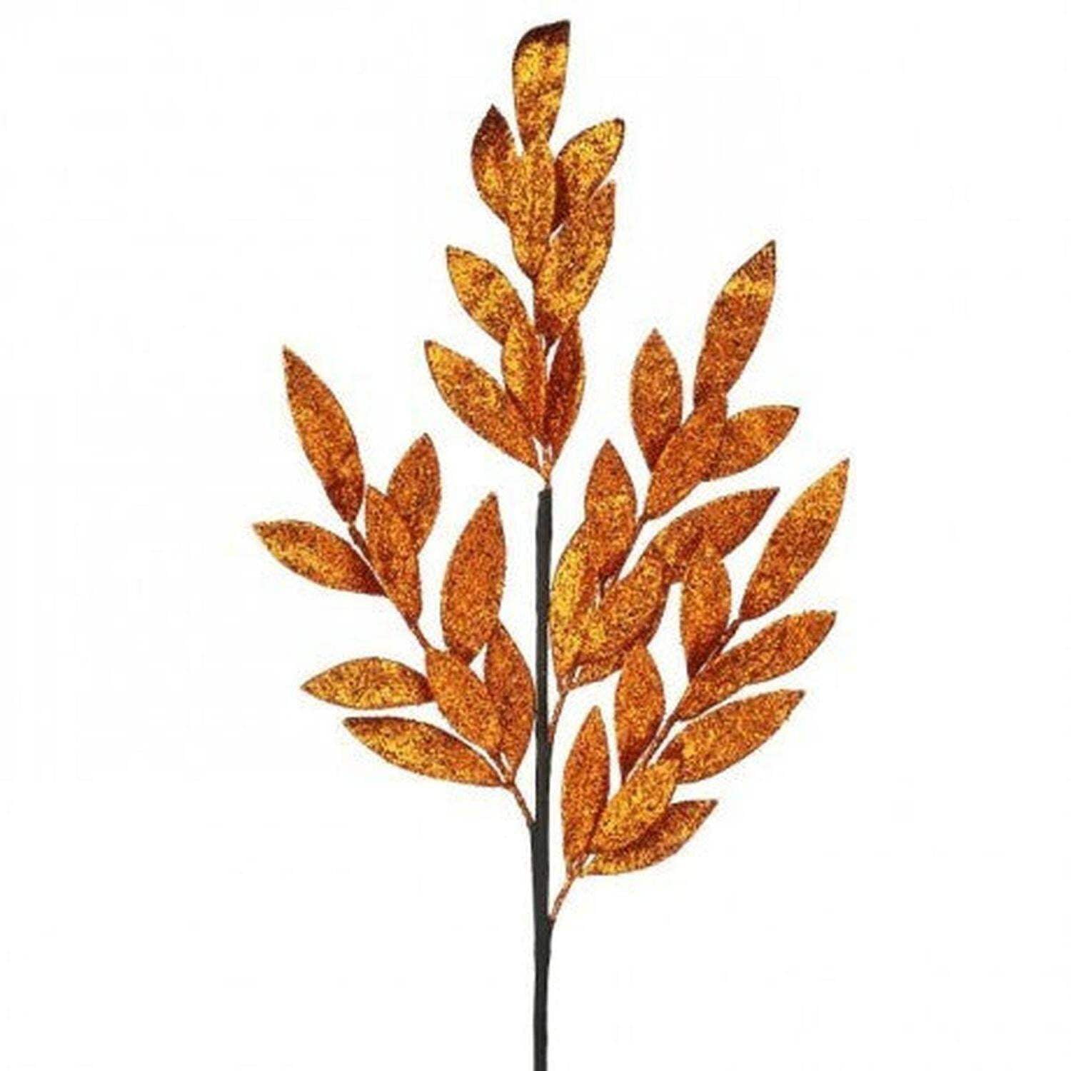 30" Glitter Laurel Leaf Spray: Orange - Walmart.com
