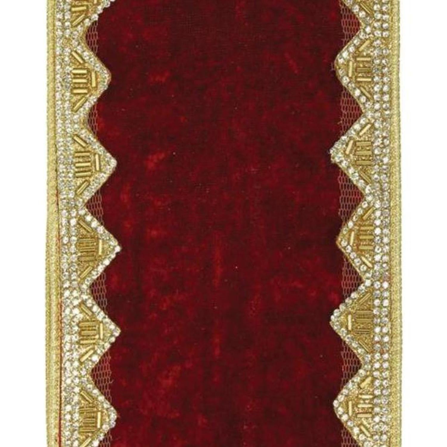 4" Velvet Jewel Trim Ribbon: Red (5 Yards) - Walmart.com