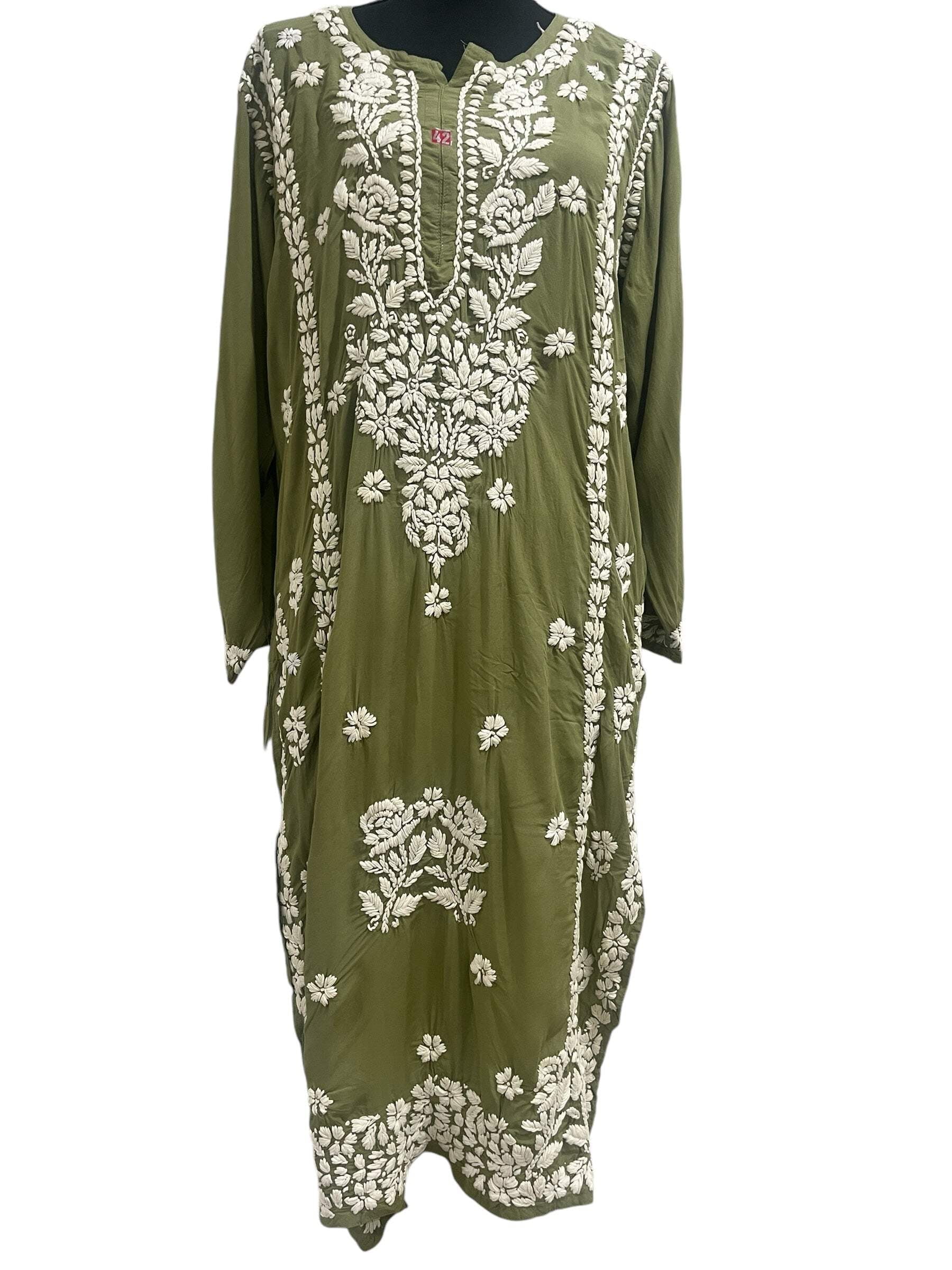 Talahi Indian Hand Embroidered Chikankari Cotton Kurti for Women ...