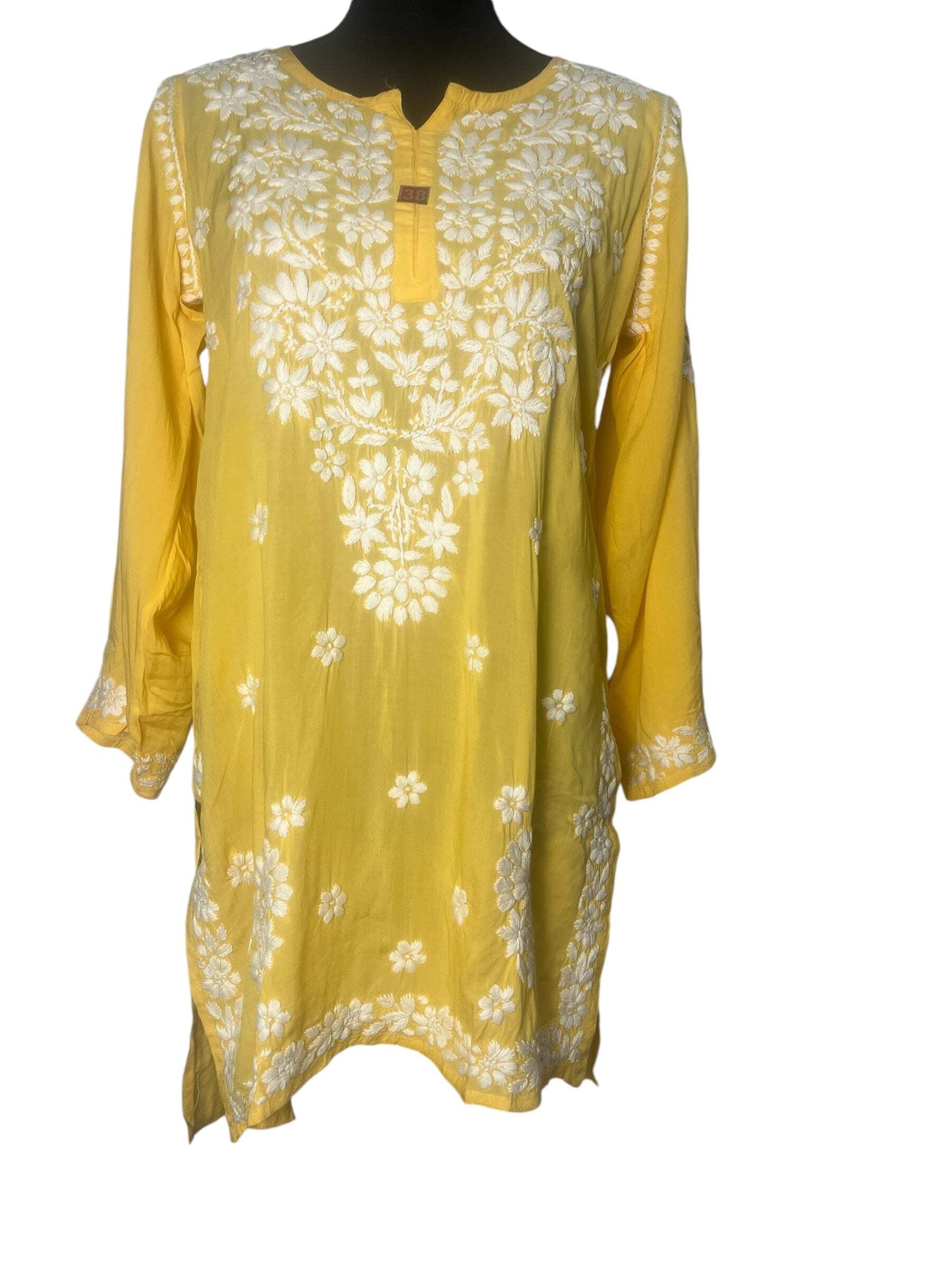 Shop the Talahi Indian Hand Embroidered Chikankari Olive Green Cotton ...