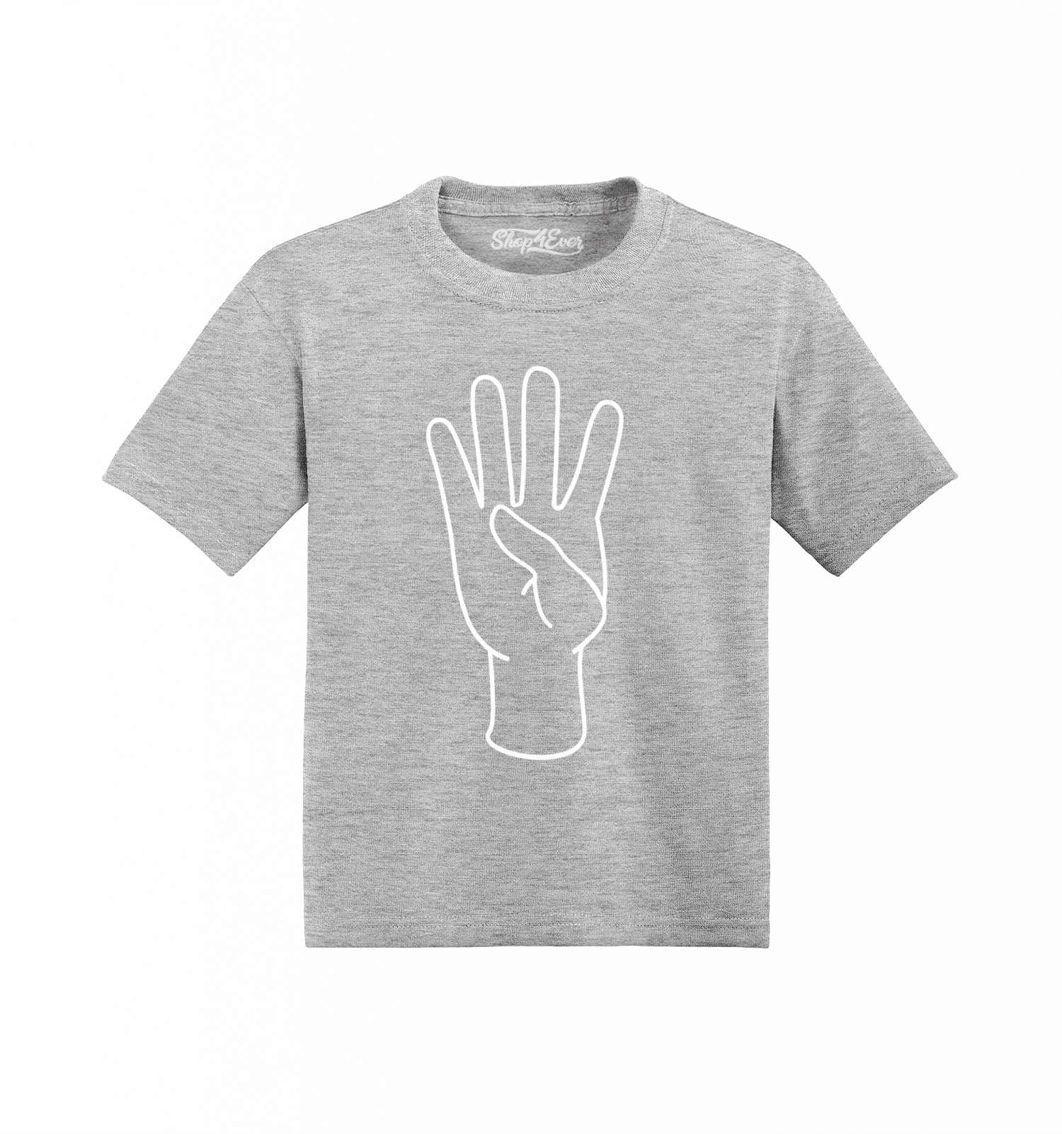 Shop4Ever Four Year Old Hand Sign 4th Birthday Toddler's Cotton T-Shirt ...