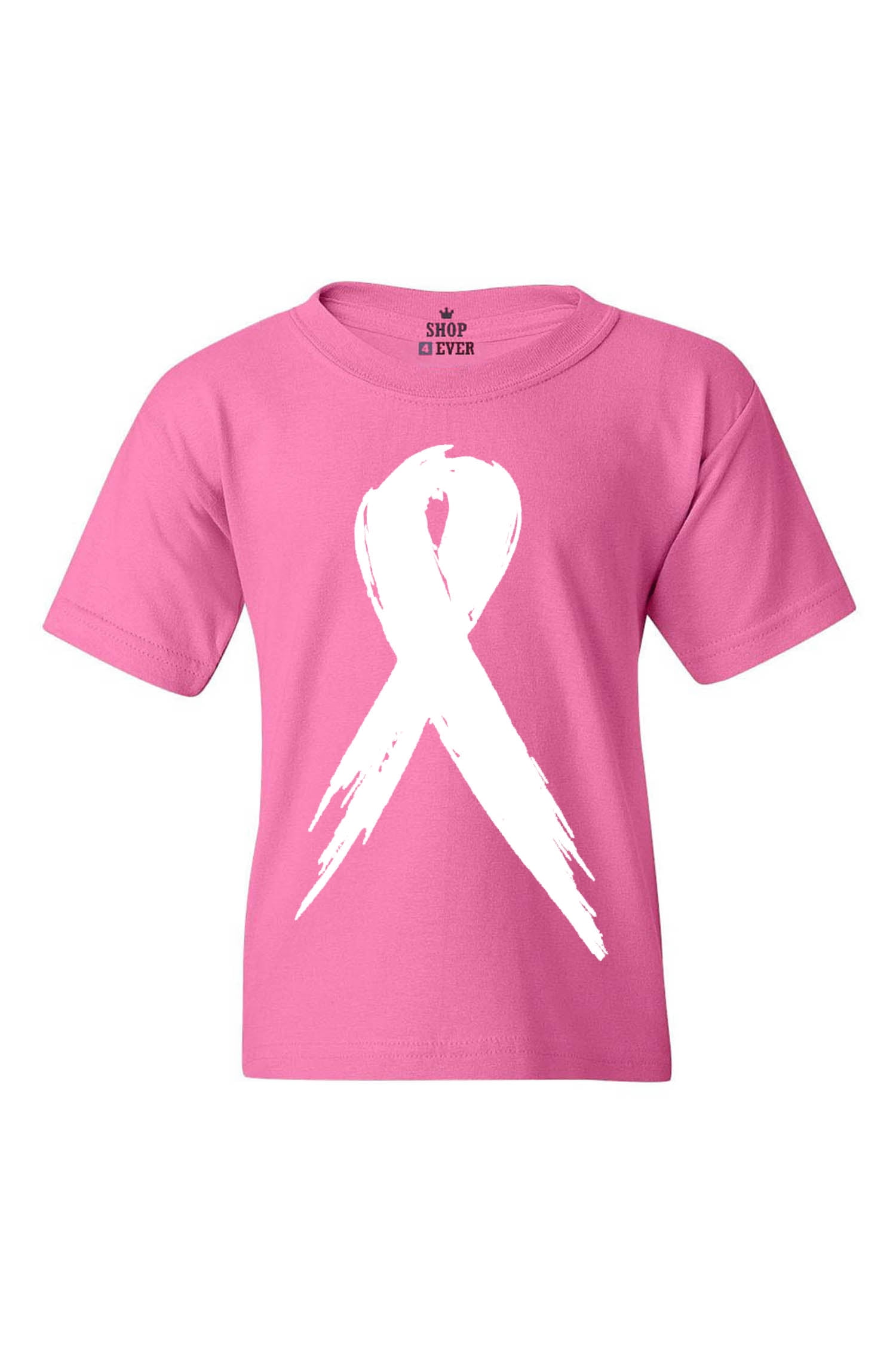 Shop4Ever Kids Pink Breast Cancer Awareness White Ribbon Graphic Child ...