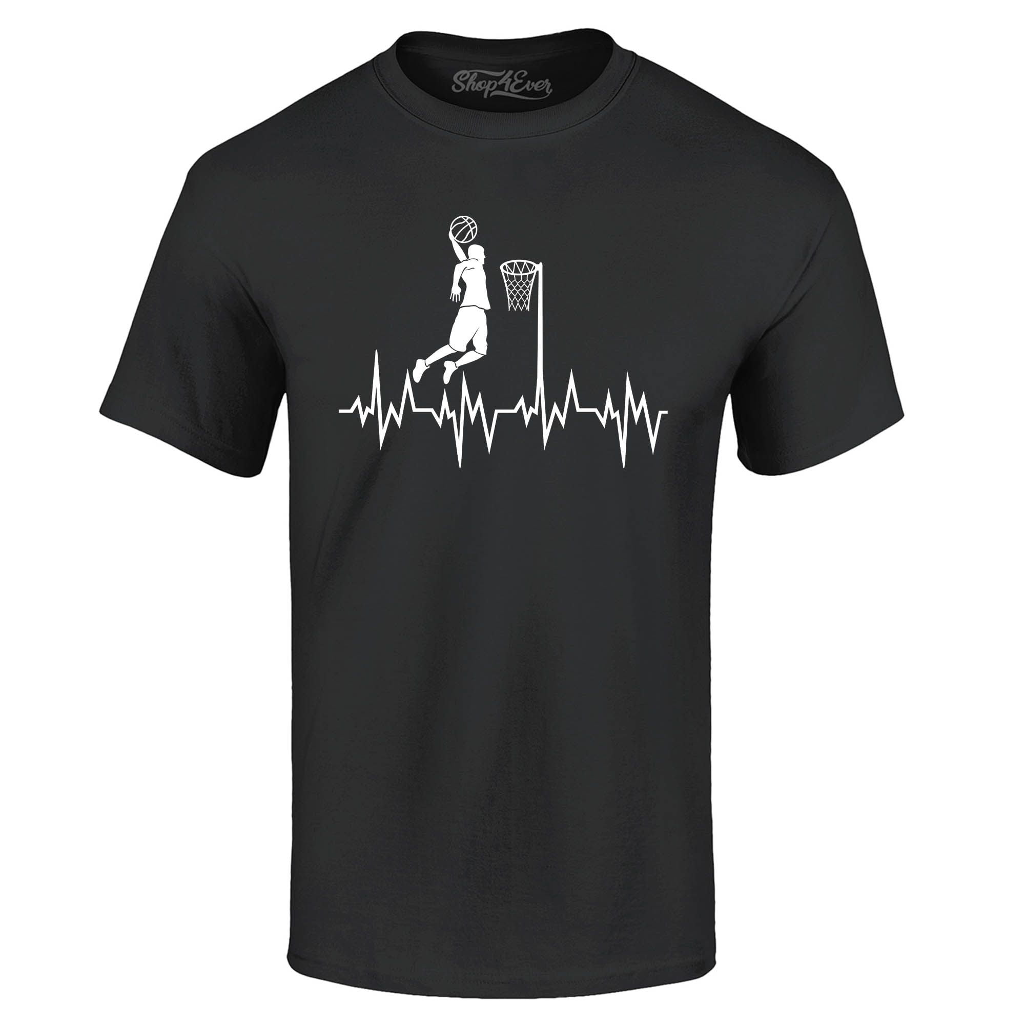 Shop4Ever Men's Basketball Player Slam Dunk Heartline Heartbeat Graphic ...