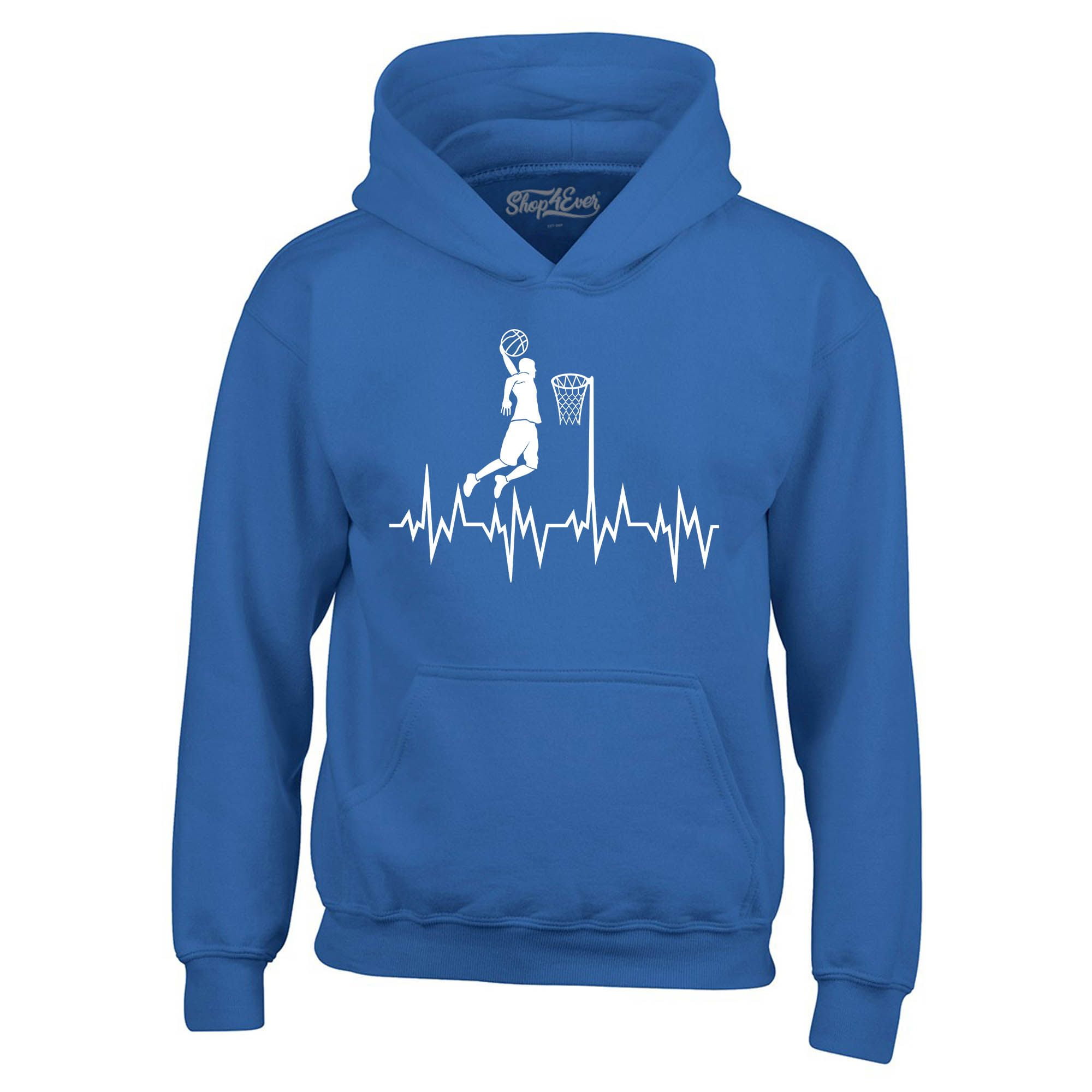 Shop4Ever Men's Basketball Player Slam Dunk Heartline Heartbeat Hooded ...