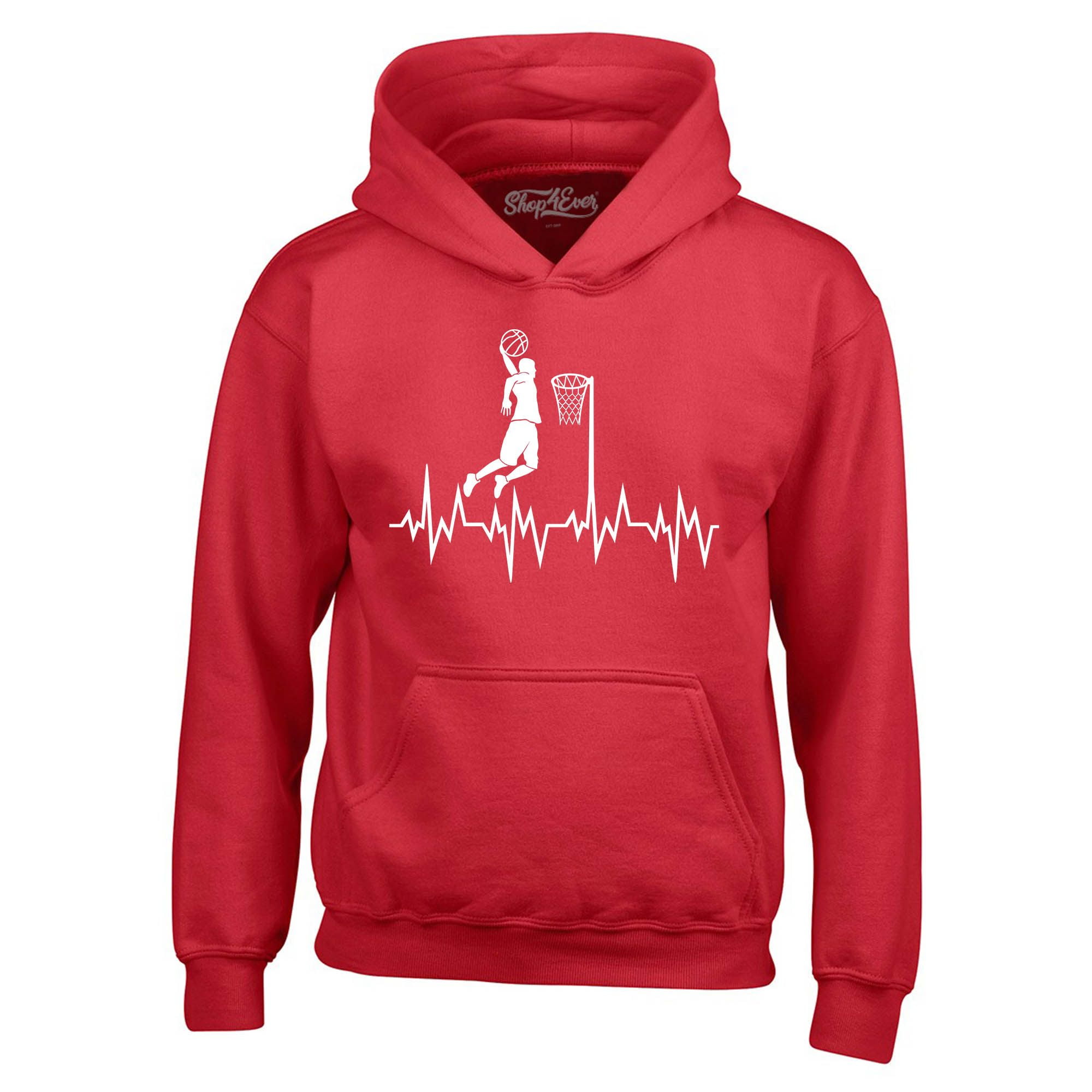 Shop4Ever Men's Basketball Player Slam Dunk Heartline Heartbeat Hooded ...