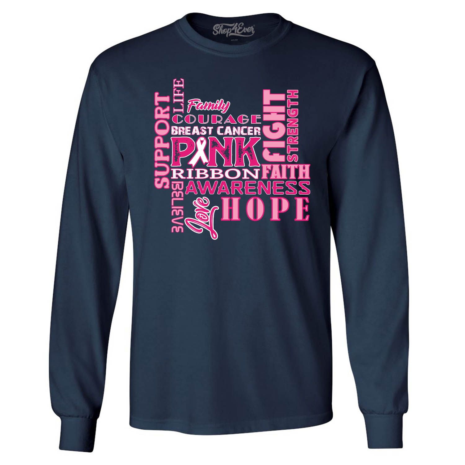 Shop4ever Mens Breast Cancer Support Fight Ribbon Awareness Long