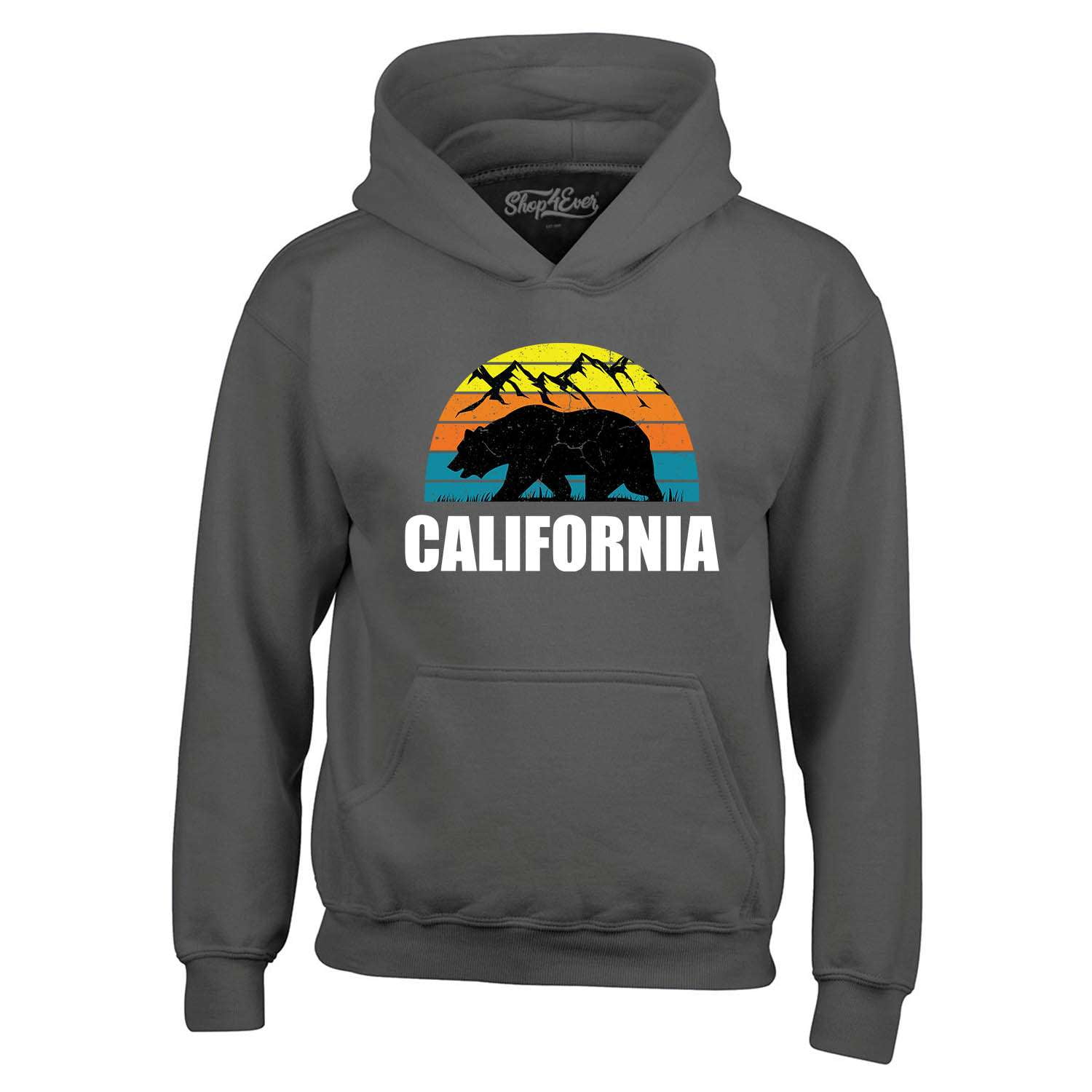 Shop4Ever Men's California State Bear Mountains Retro Horizon Hooded Sweatshirt Hoodie Medium ...