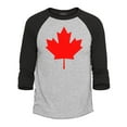 Shop4Ever Men's Canada Red Leaf Canadian Flag Raglan Baseball Shirt ...