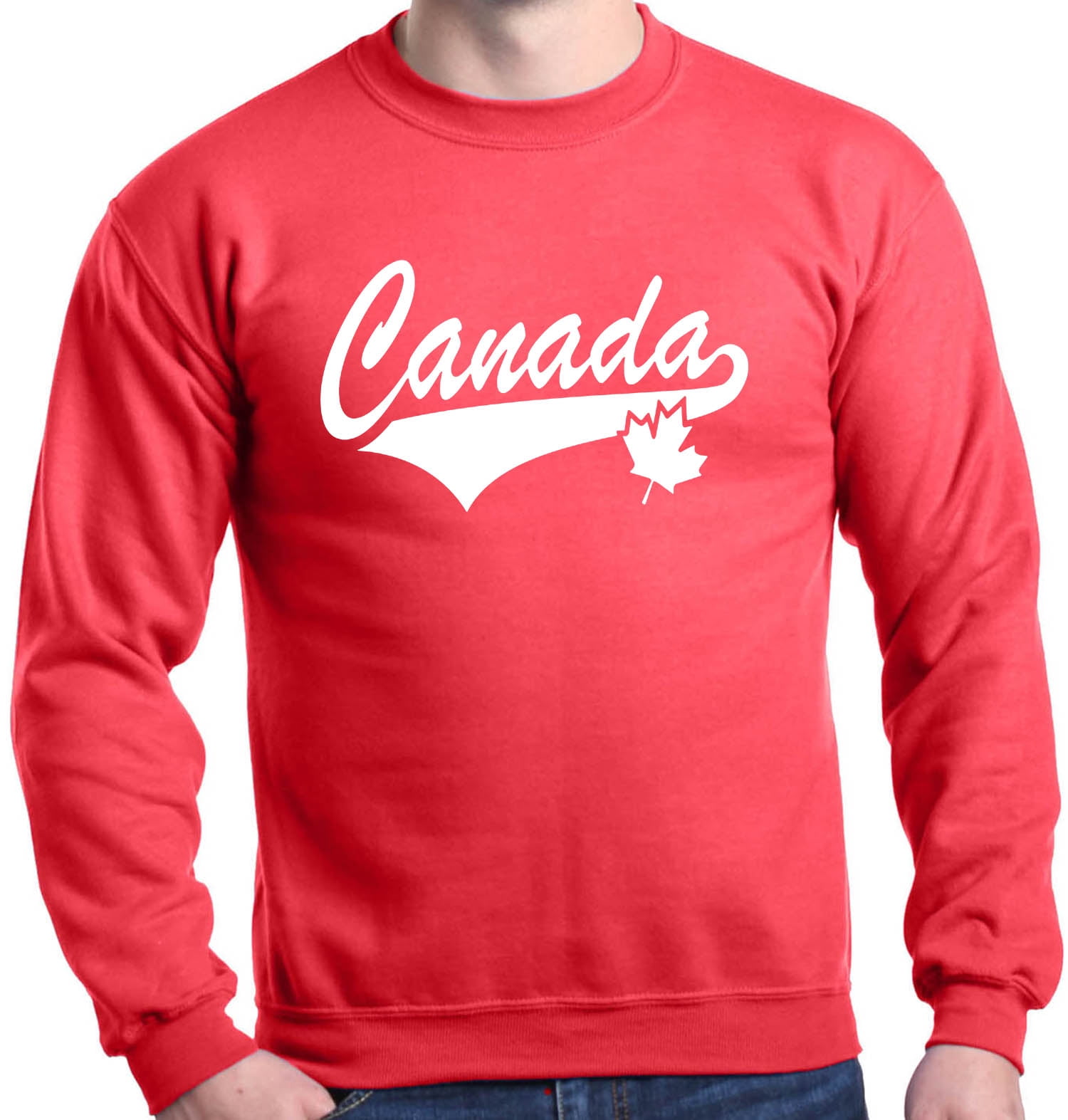 Shop4Ever Men's Canada White with Leaf Proud Canadian Flag Crewneck ...