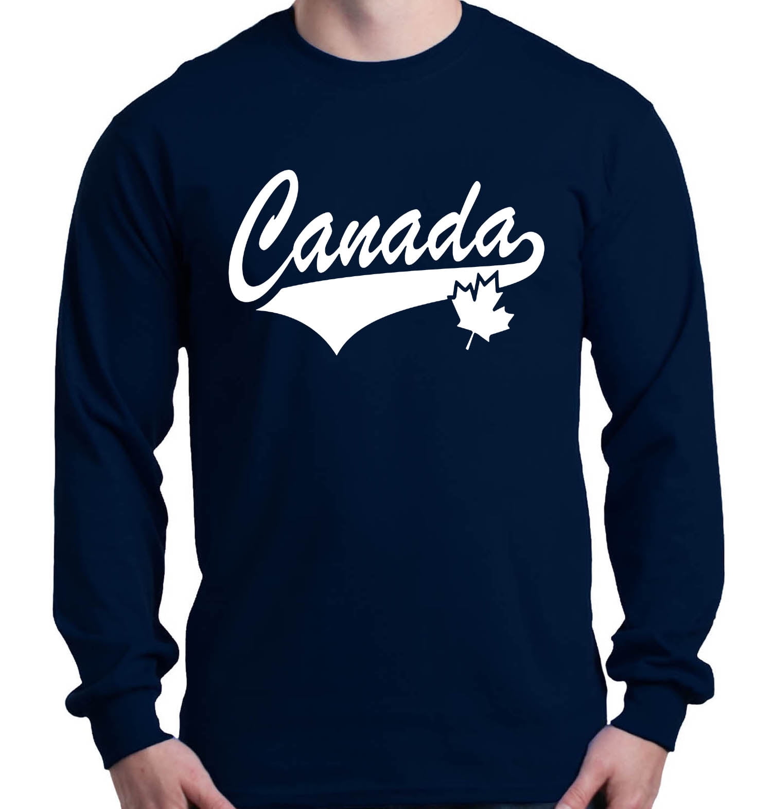 Shop4Ever Men's Canada White with Leaf Proud Canadian Flag Long Sleeve ...