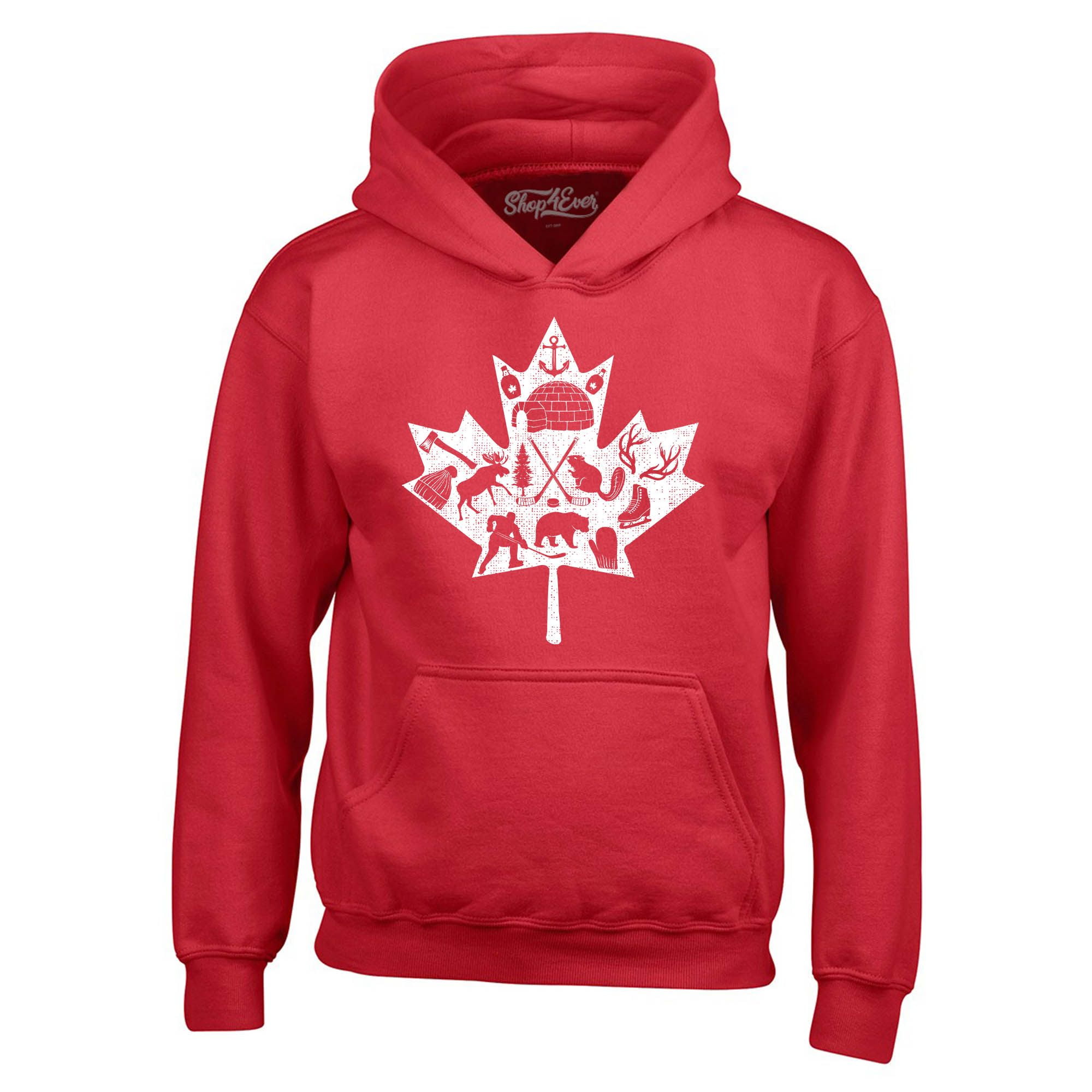 Shop4Ever Men's Canadian Winter Leaf Cloud Canada Symbols Hooded ...