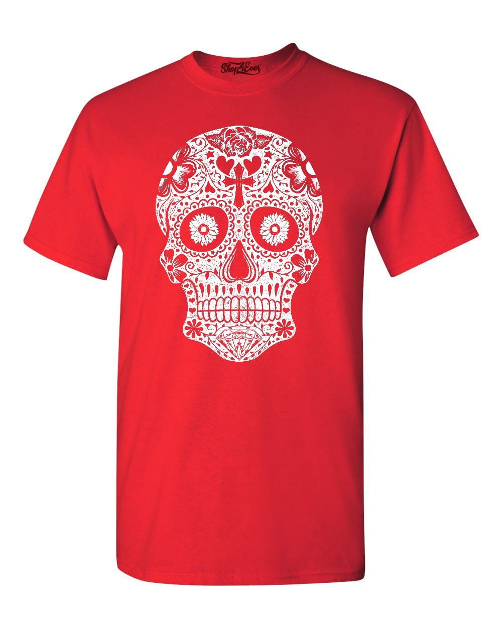 Shop4ever Mens Day Of The Dead White Skull Graphic T Shirt Xxxxx Large