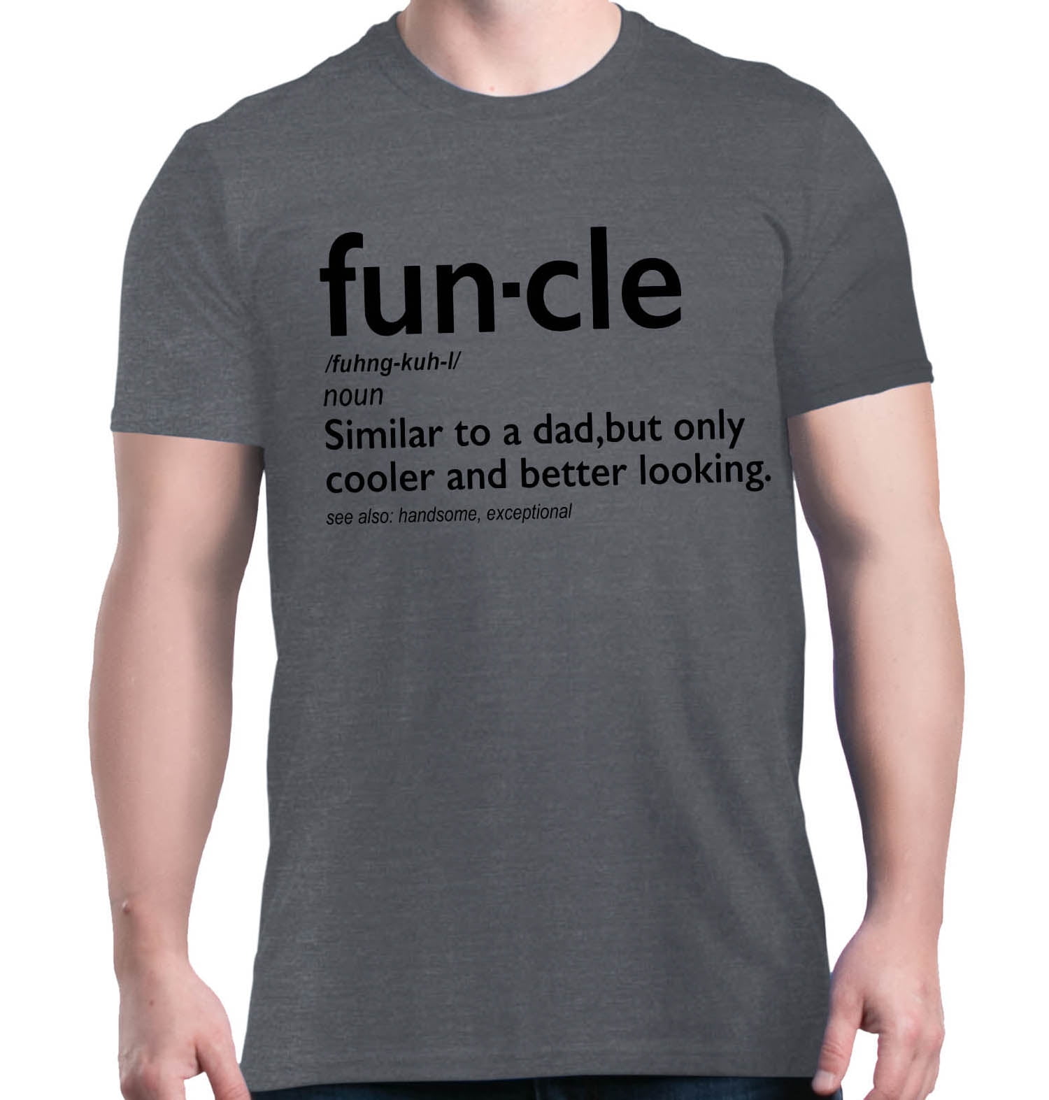 Shop4Ever Men's Funcle Fun Uncle Graphic T-shirt X-Large Dark Heather ...