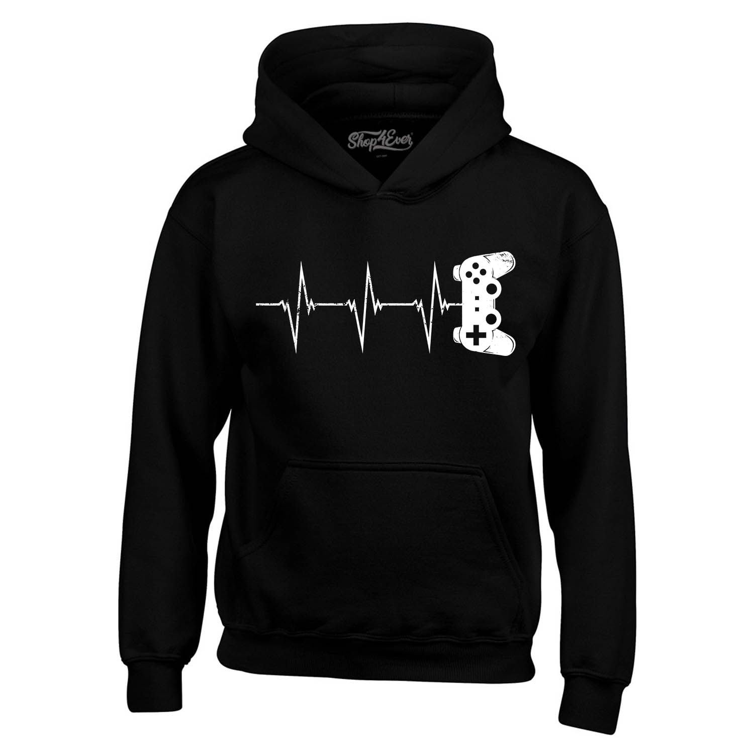 Shop4Ever Men's Gamer Heartbeat Controller Hooded Sweatshirt Hoodie ...