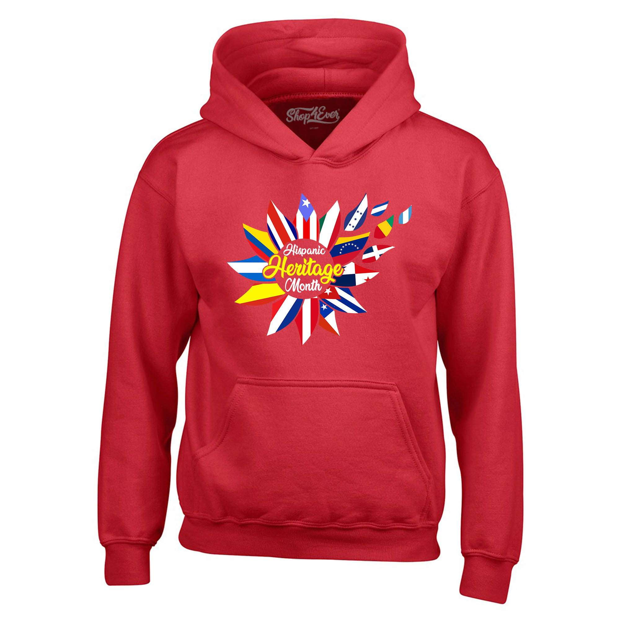 Shop4Ever Men's Hispanic Heritage Month Flag Flower Hooded Sweatshirt ...