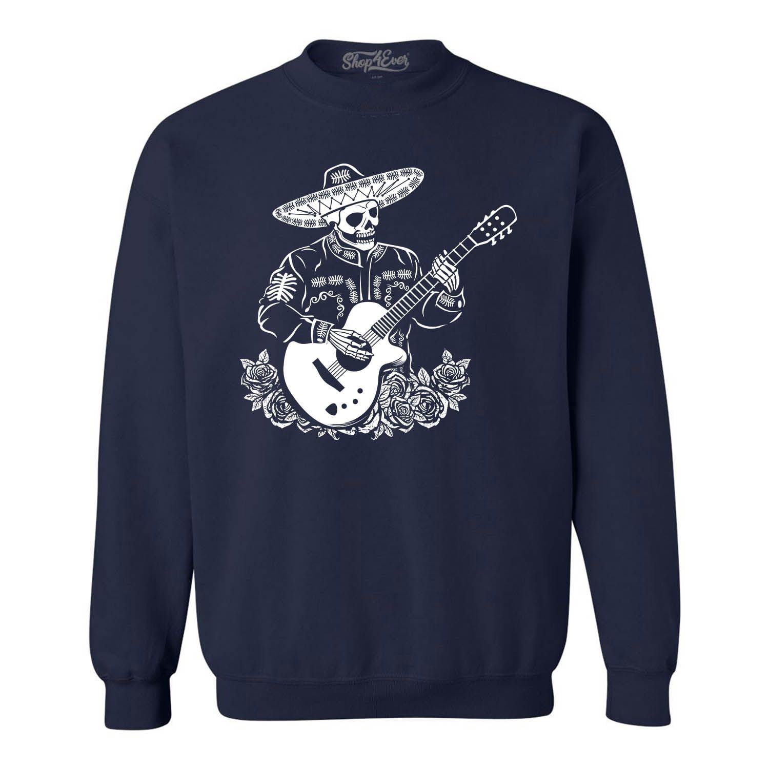 Shop4Ever Men's Mariachi Skeleton Guitar Crewneck Sweatshirt XXX-Large ...