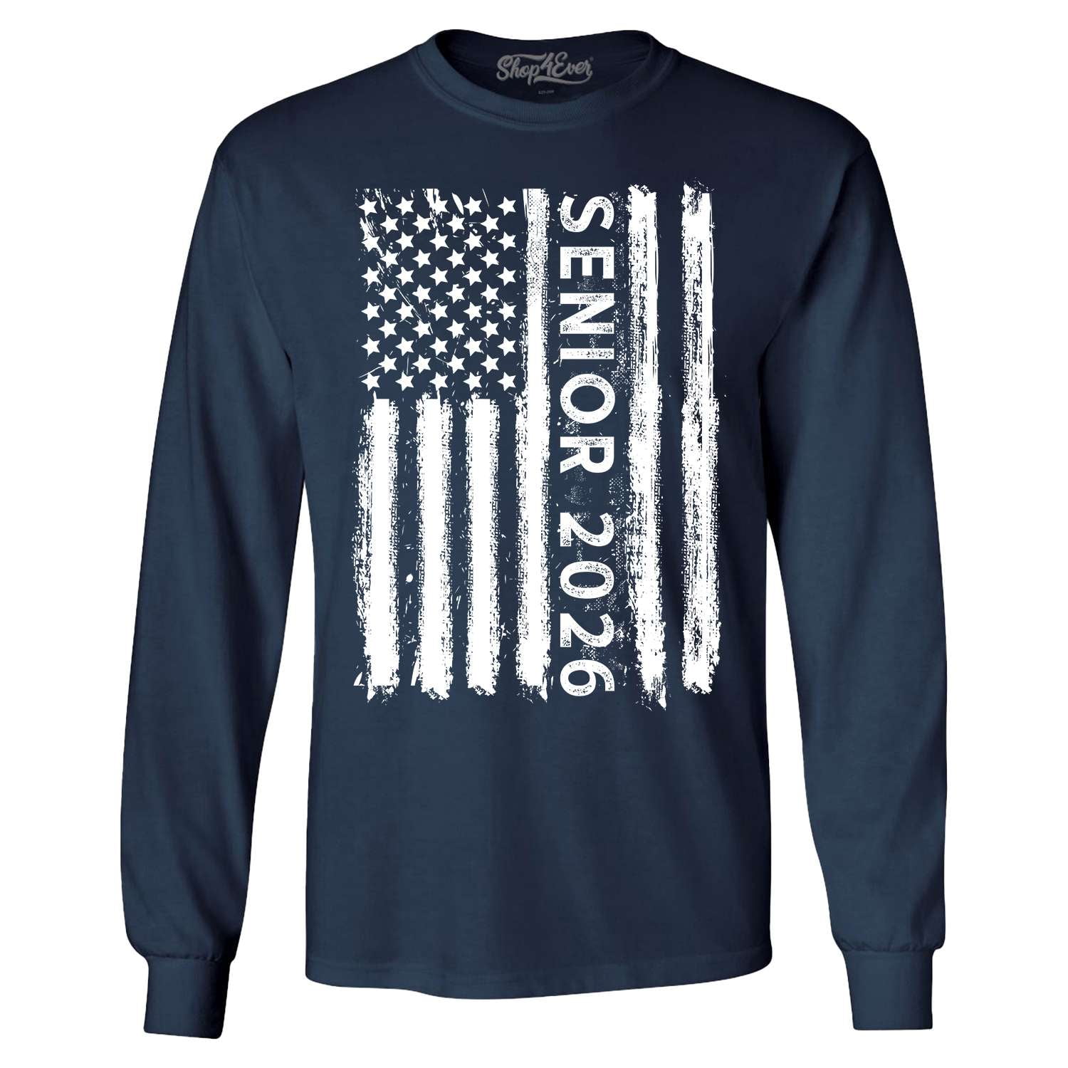 Shop4Ever Men's Senior 2026 American Flag Long Sleeve Shirt Medium Navy ...