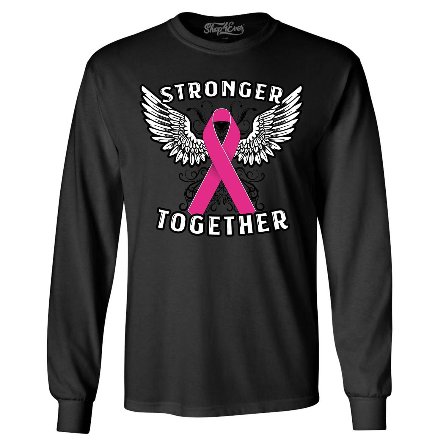 Shop4ever Mens Stronger Together Breast Cancer Awareness Long Sleeve