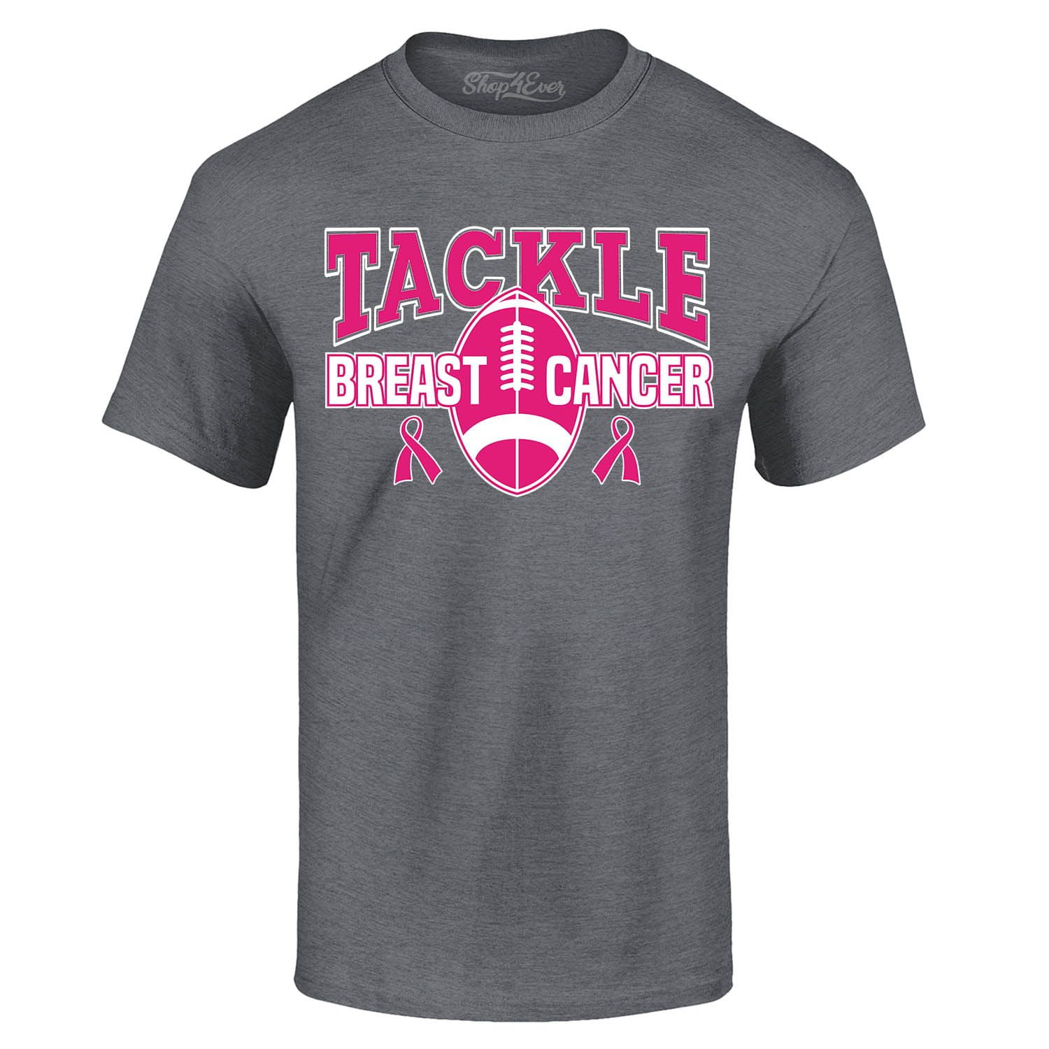 Shop4Ever Men's Tackle Breast Cancer Ribbon Awareness Graphic T-shirt ...