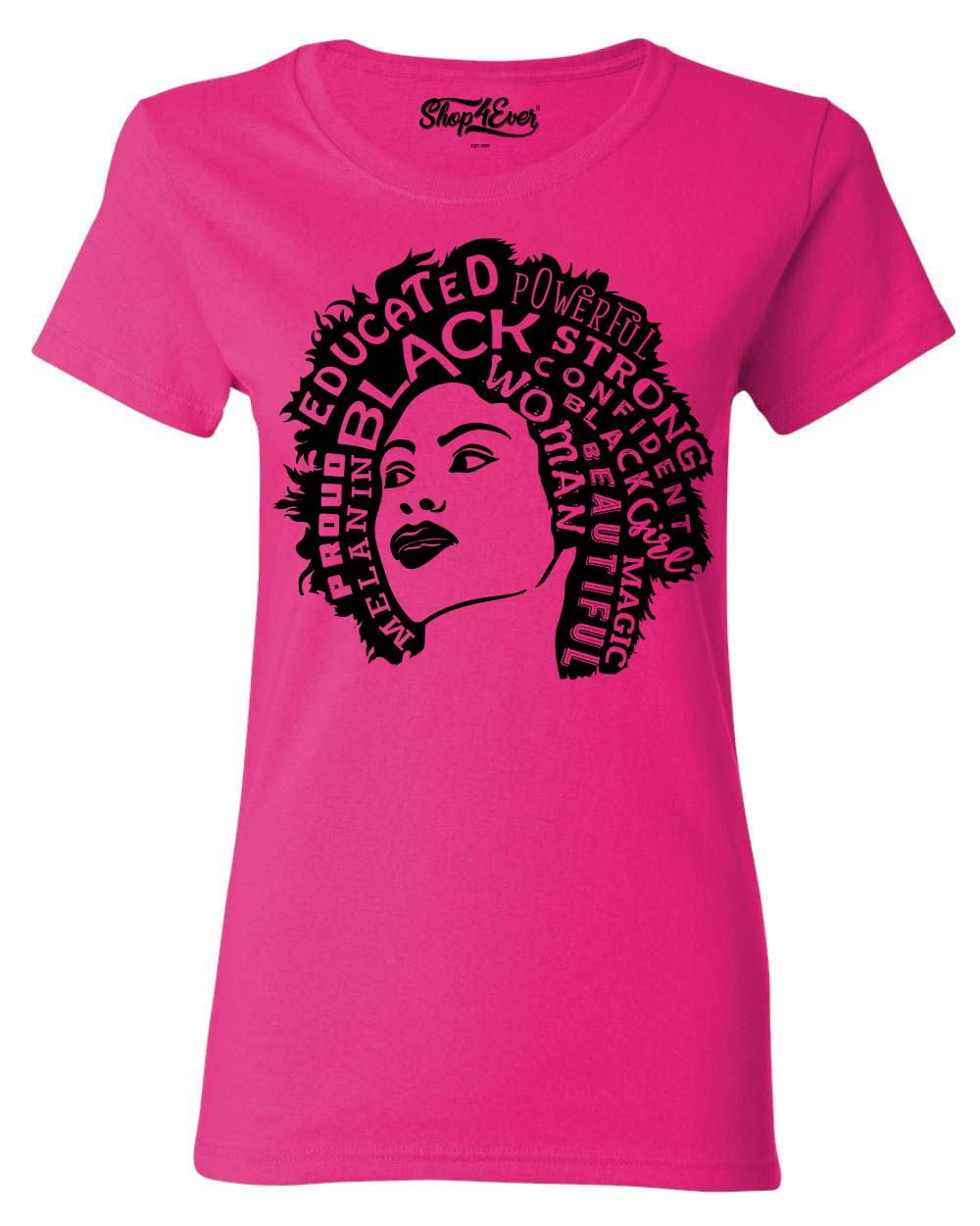 Shop4Ever Women's African American Woman Afro Word Cloud Graphic T ...
