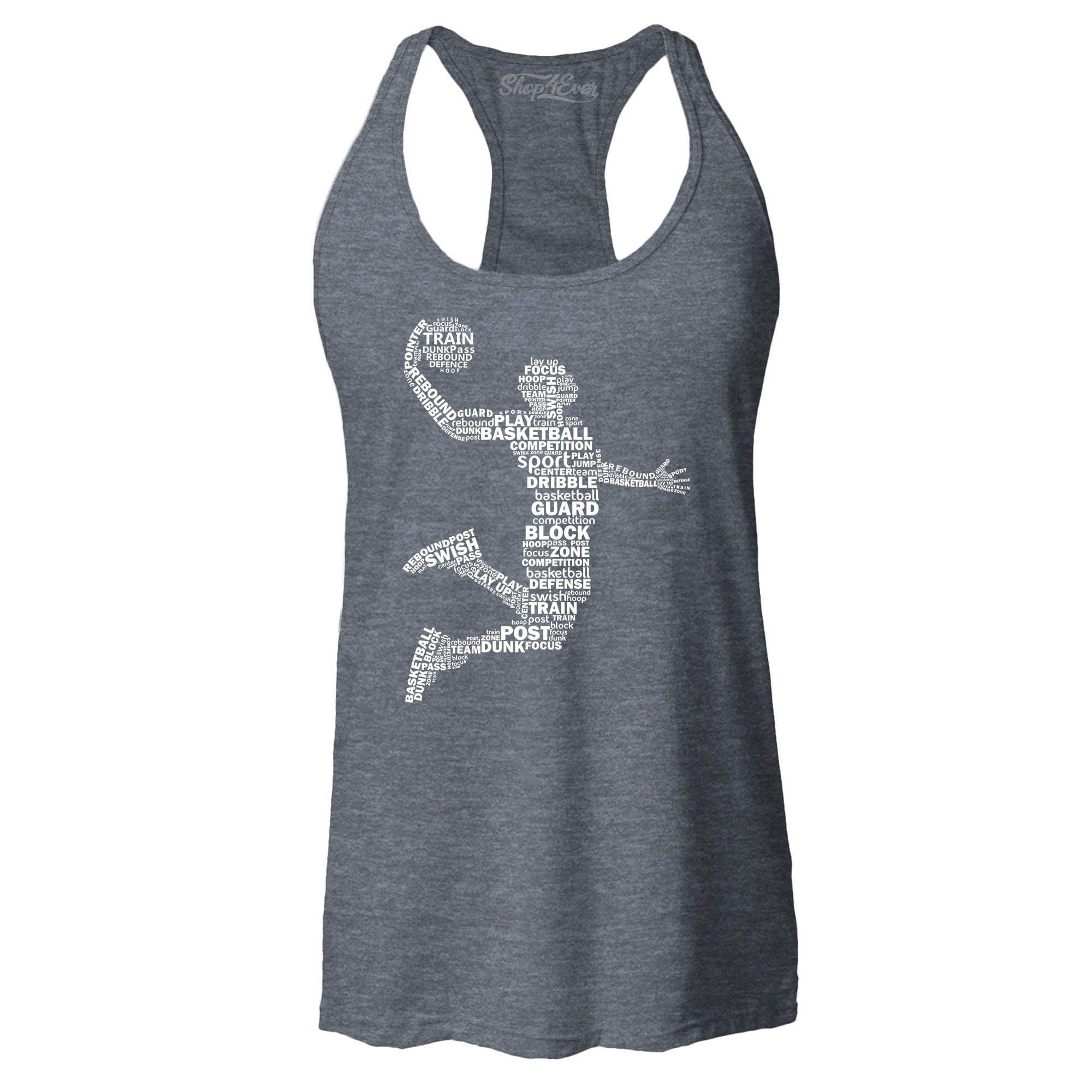 Shop4Ever Women's Basketball Player Dunk Silhouette Word Cloud ...