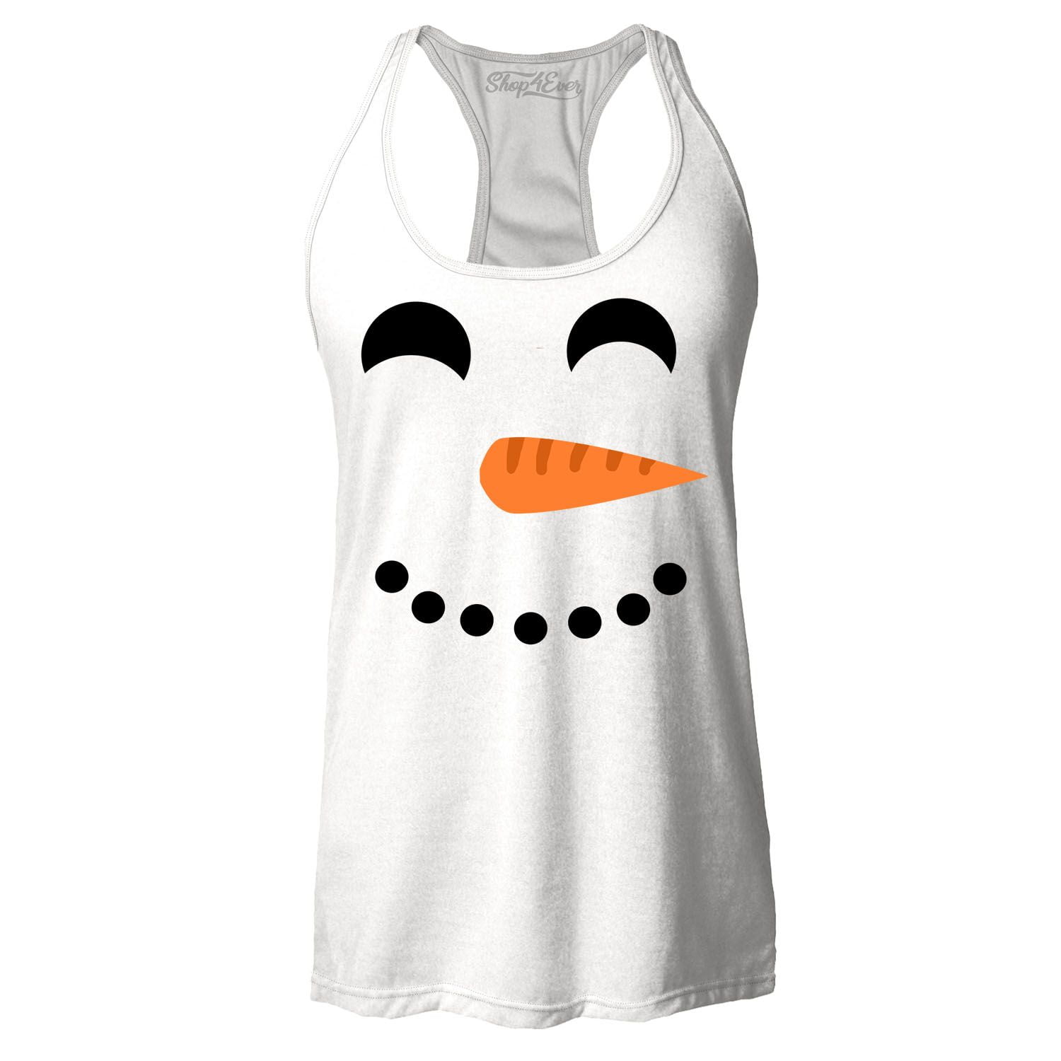 Shop4Ever Women's Happy Snowman Face Chritsmas Costume Racerback Tank ...