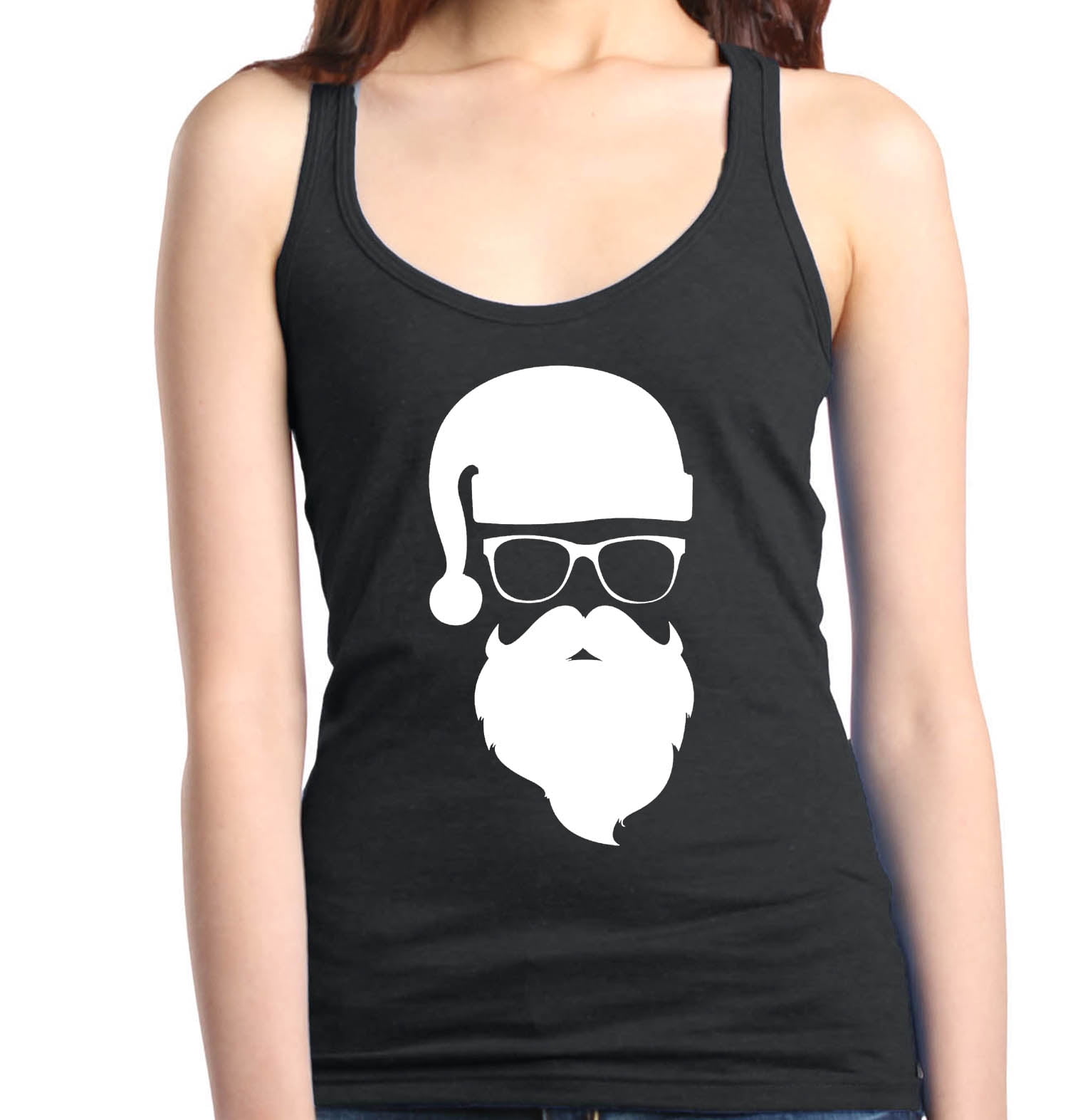 Shop4Ever Women's Hipster Santa with Glasses Christmas Racerback Tank ...
