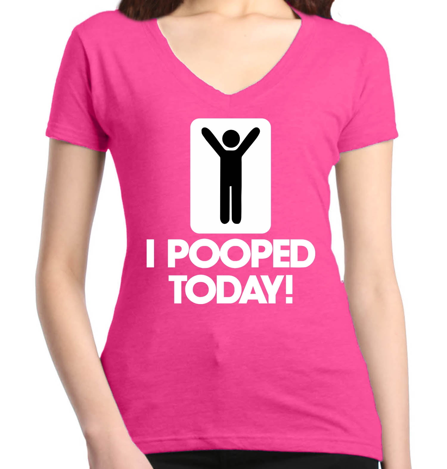 Shop4Ever Women's I Pooped Today Funny Poop Slim Fit V-Neck T-Shirt X ...