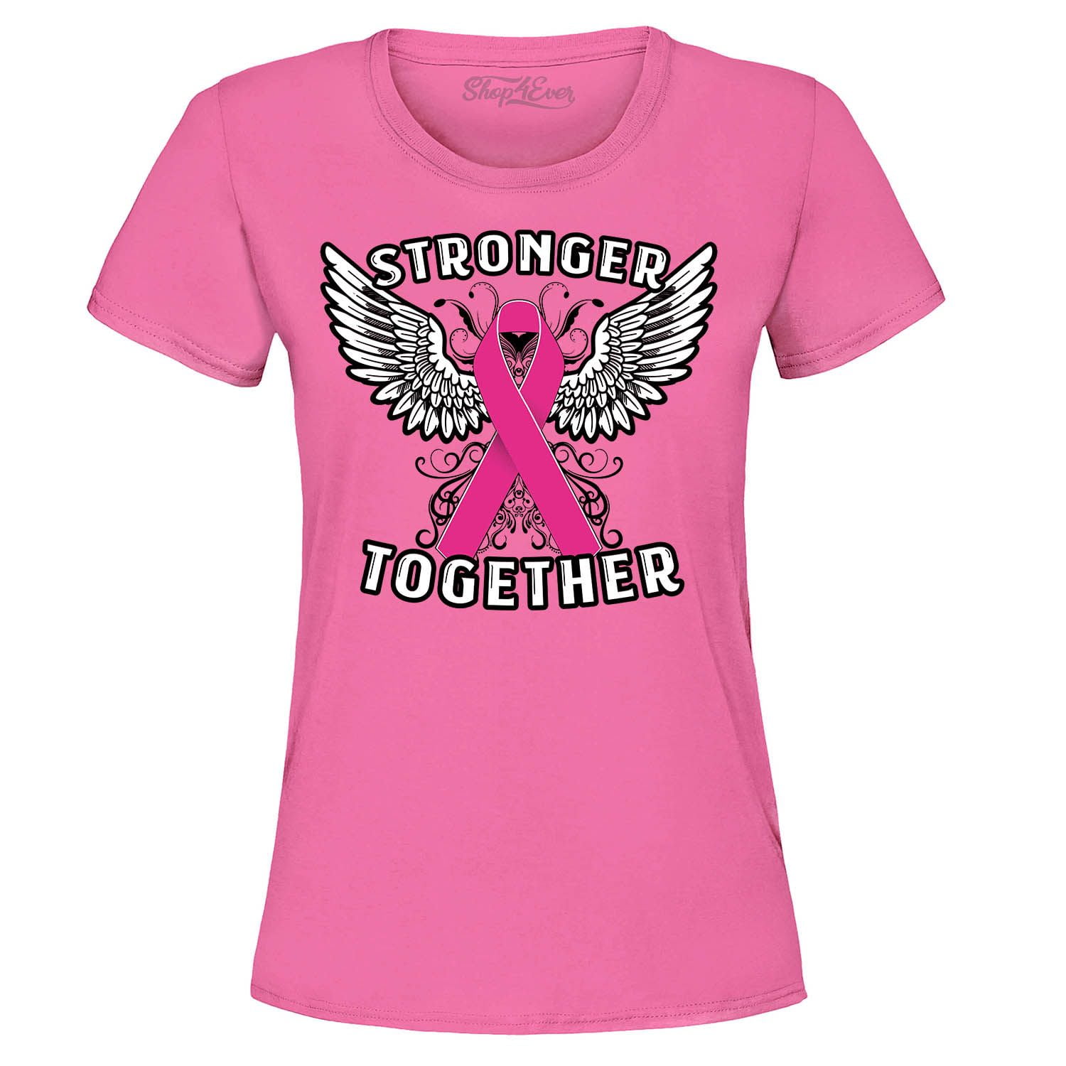 Shop4ever Womens Stronger Together Breast Cancer Awareness Graphic T