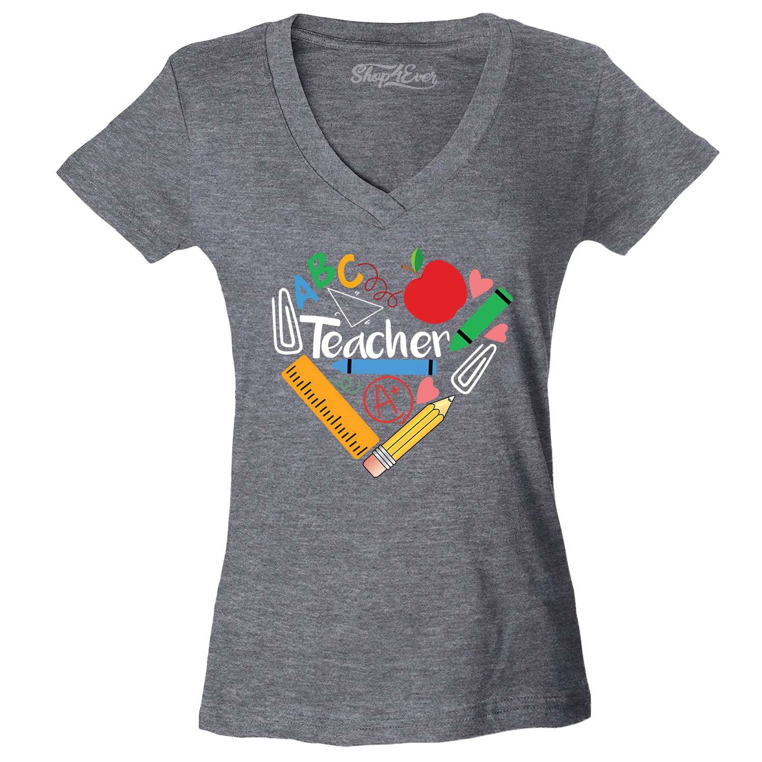 Shop4Ever Women's Teacher Heart Supplies Teacher's Appreciation Day ...