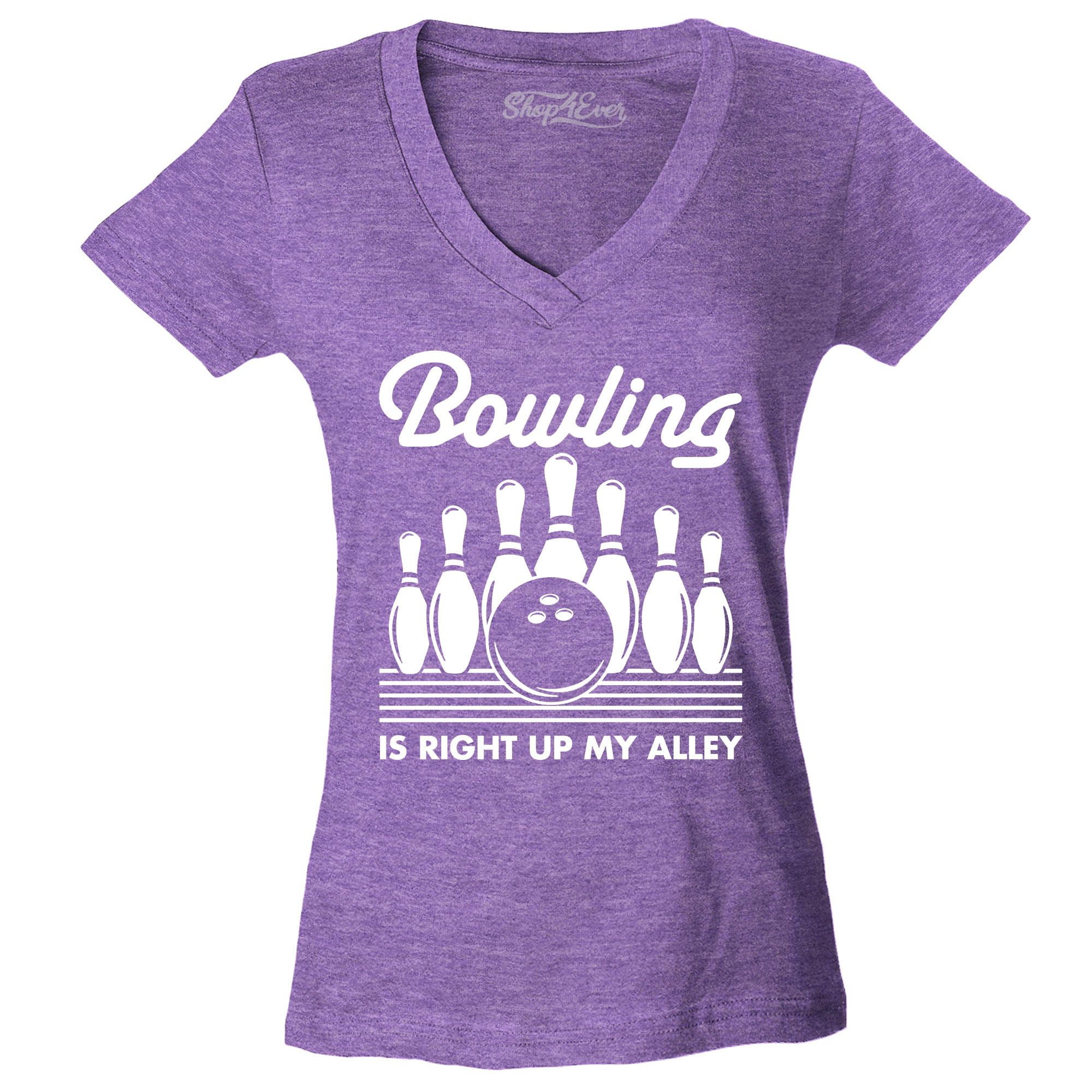 Shop4Ever Women's This is My Spare Shirt Funny Bowling Slim Fit V-Neck ...