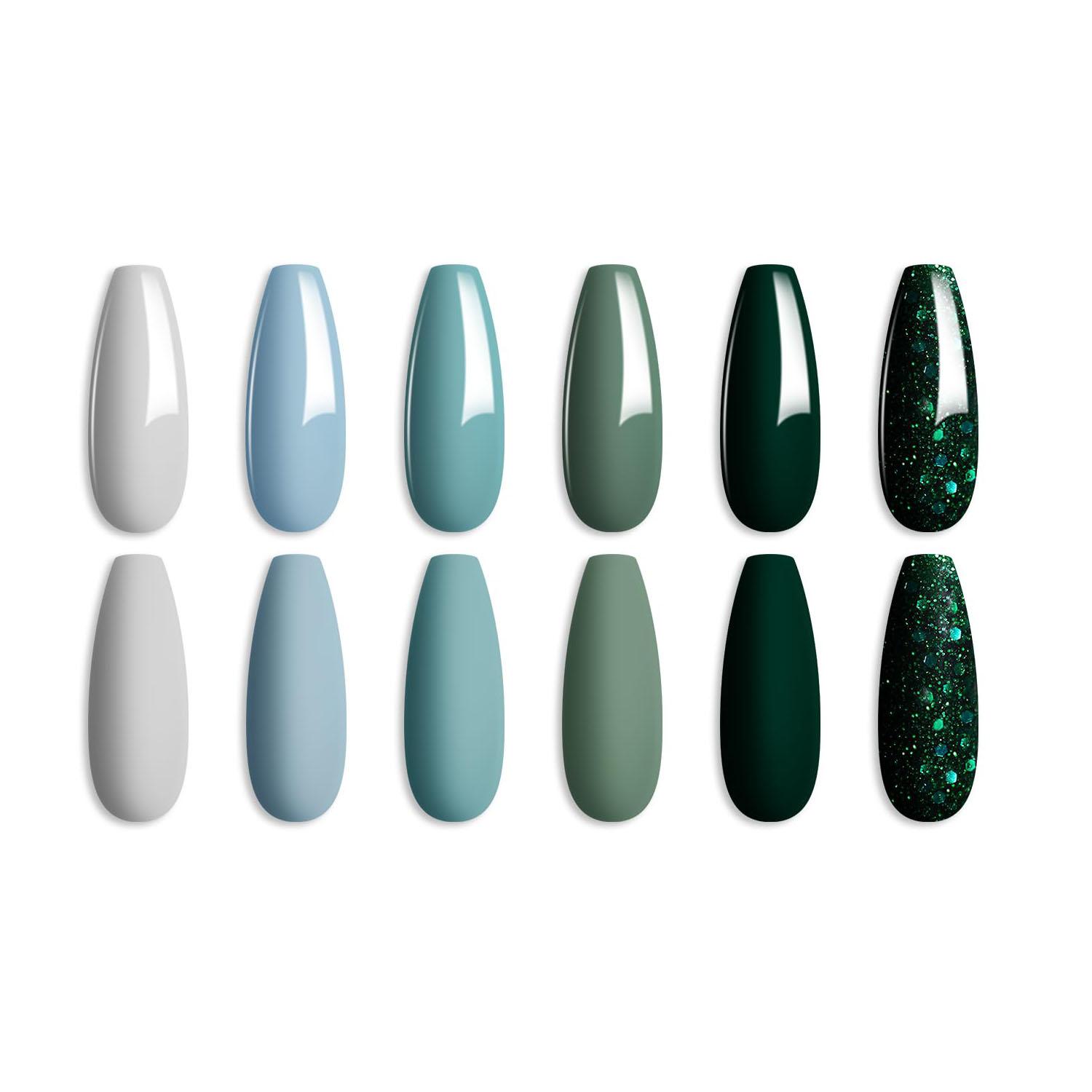 ShopEaseWaves Gel Nail Polish Set - 6 Colors Misty Gray Dark Green ...