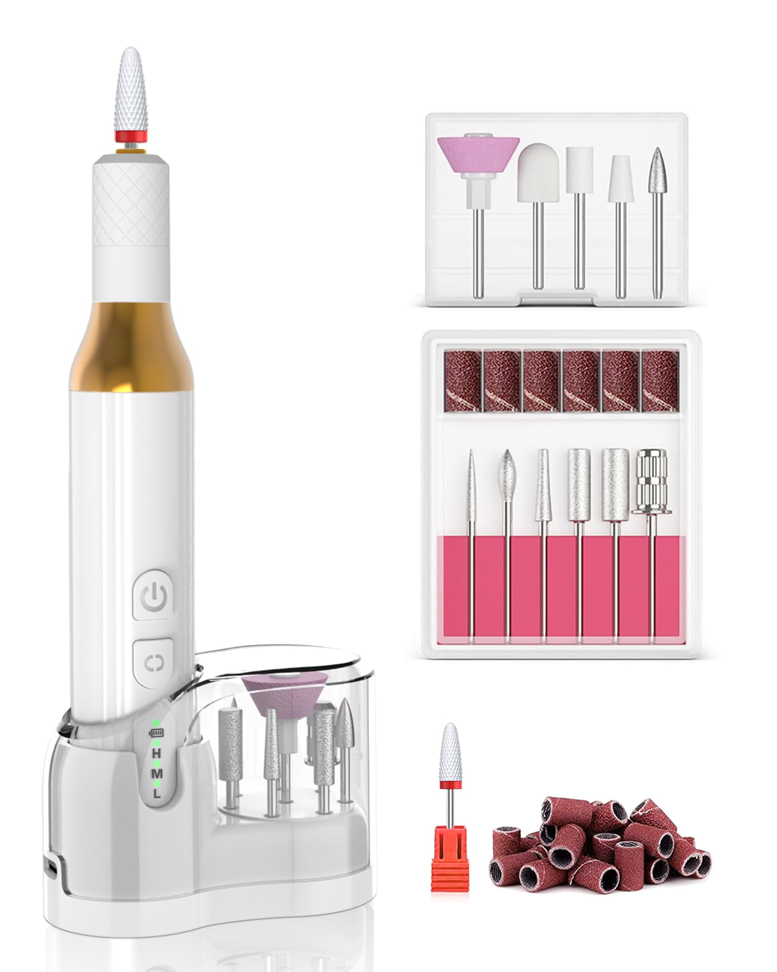 ShopEaseWaves Nail Drill,Cordless Electric Files for Gel Nails Efile ...