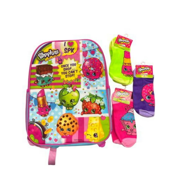 Shopkins 16-Inch Large School Backpack with Sock Combo - Walmart.com