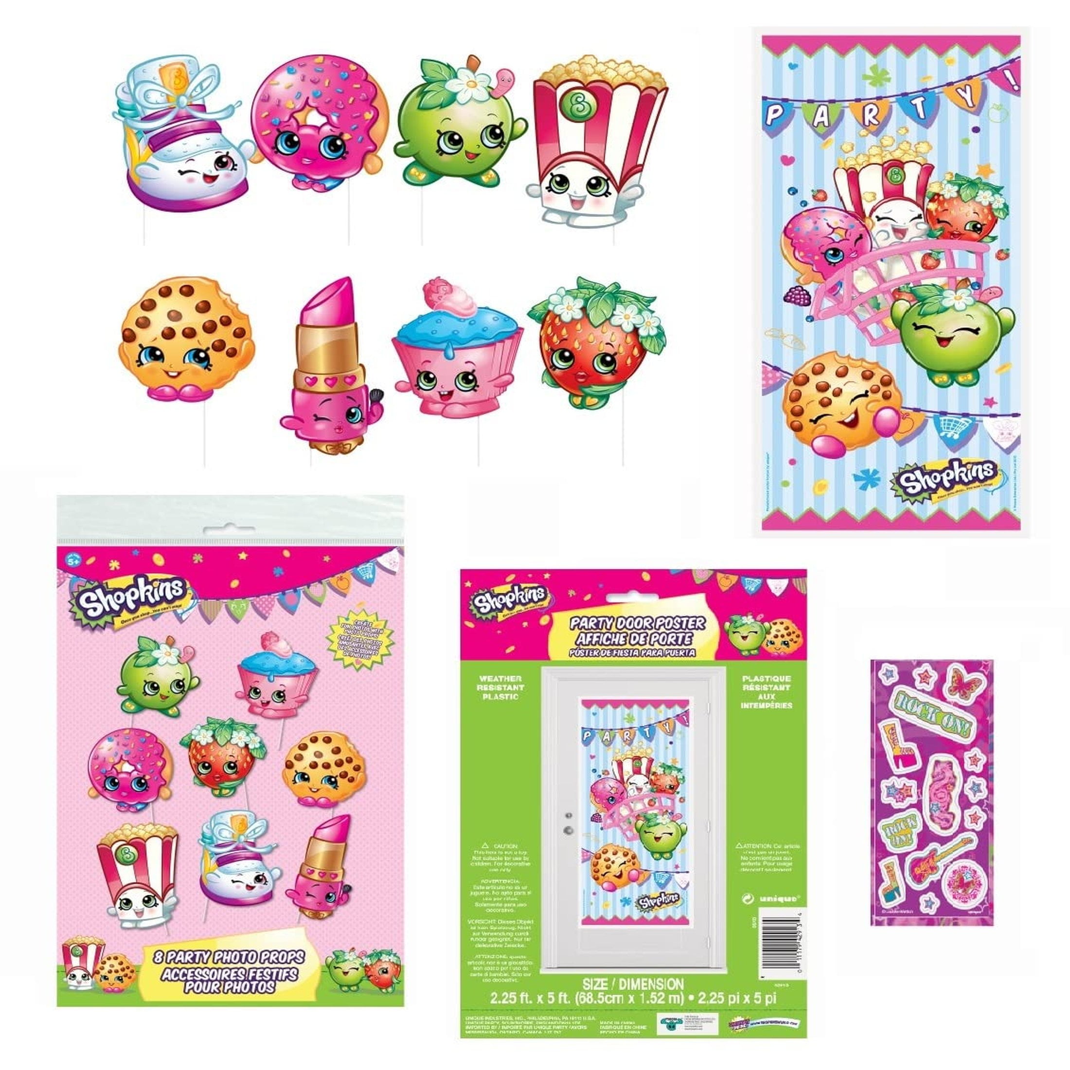 Shopkins Birthday Celebration Kit with 8 Fun Photo Props and 1 Colorful ...