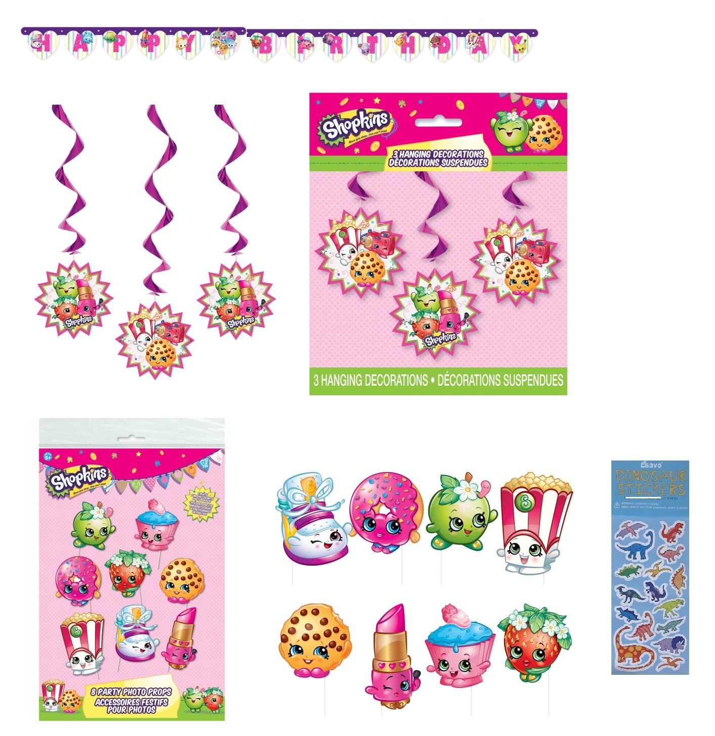 Shopkins Birthday Party Supplies Bundle includes 1 Happy Birthday Paper ...