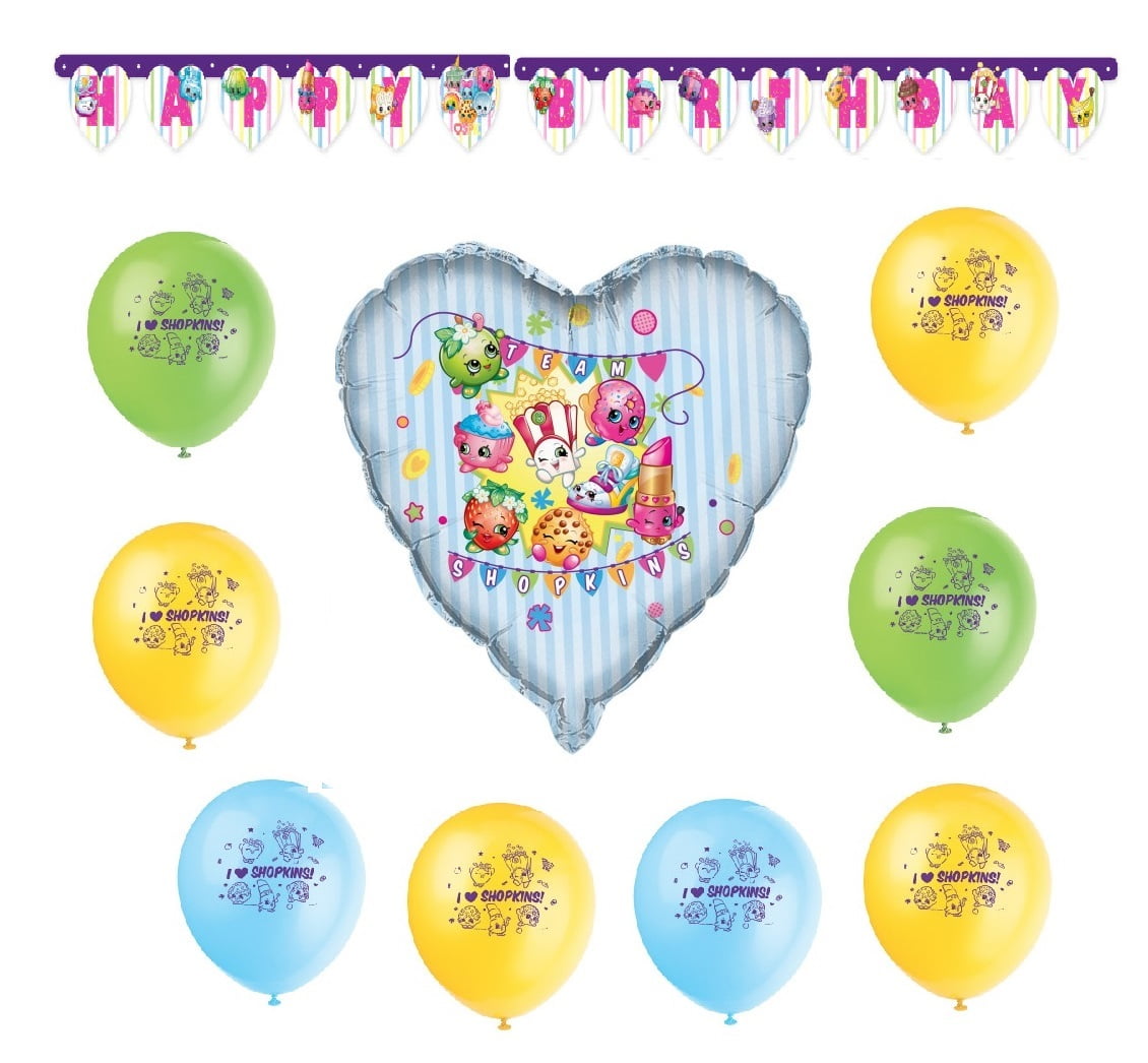 Shopkins Birthday Party Supplies Decoration Bundle Pack includes 1 ...