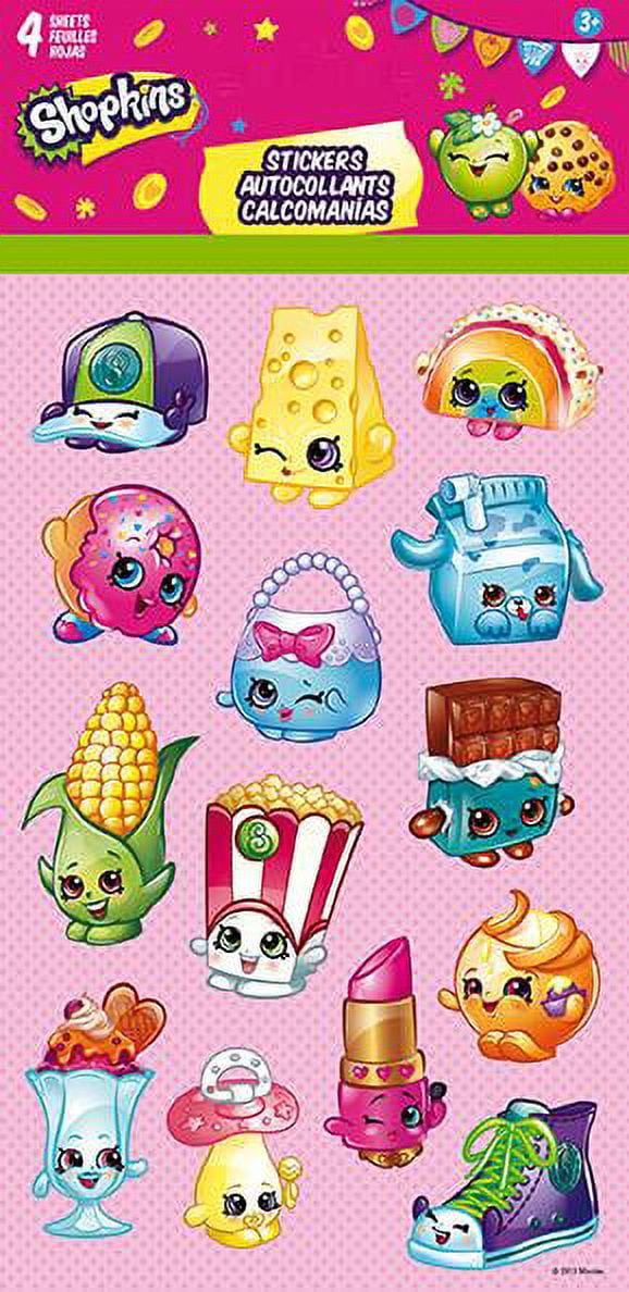 Shopkins Standard Sticker - 4 sheet - Walmart.com