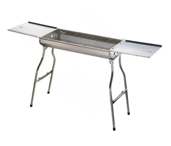 Shoppers Hub PNQ SS Foldable BIG SIZE 30x80x75cm Rectangle Shape Stainless Steel Barbecue BBQ ...
