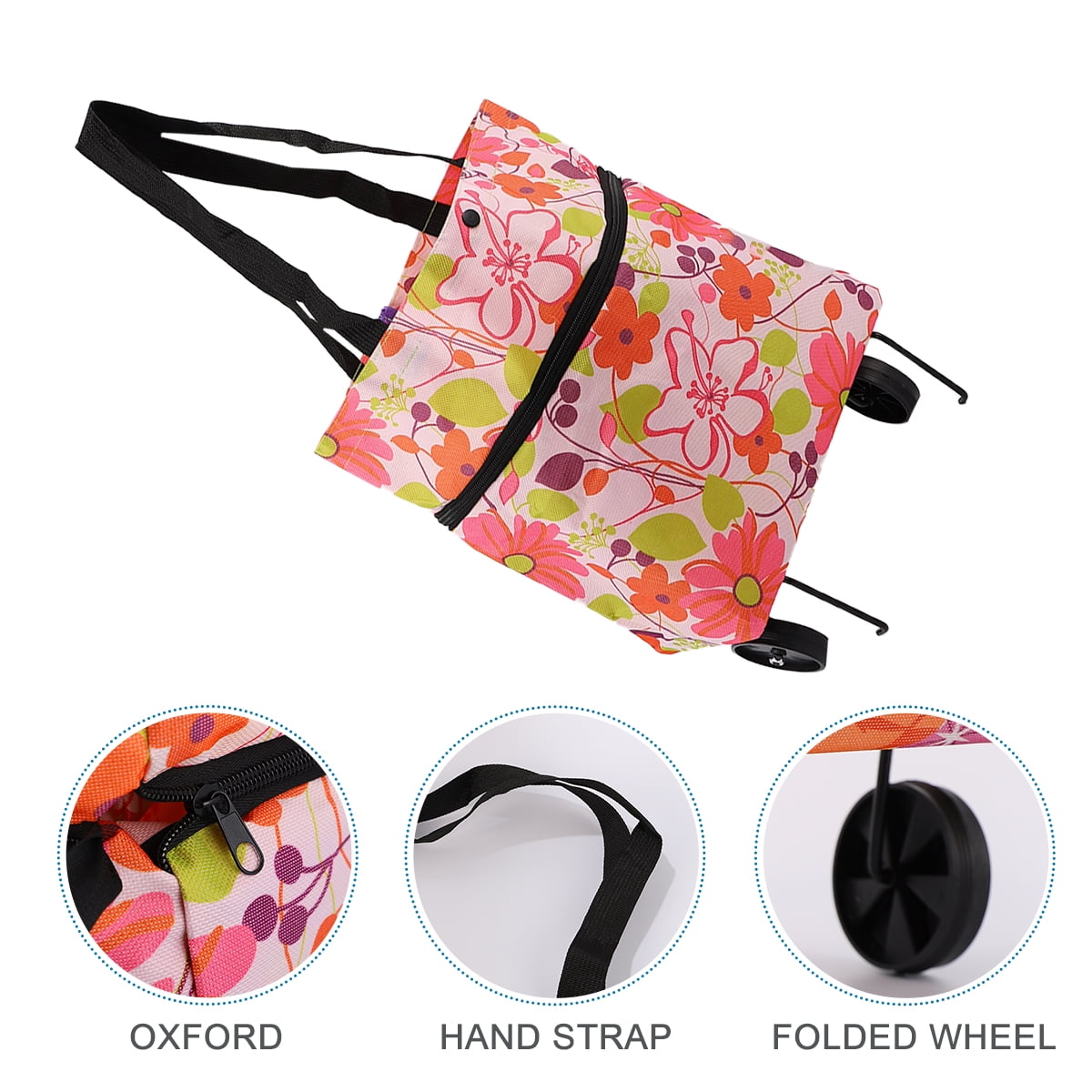 Shopping Bag Trolley for Supermarket with Wheels Storage Cart Oxford ...