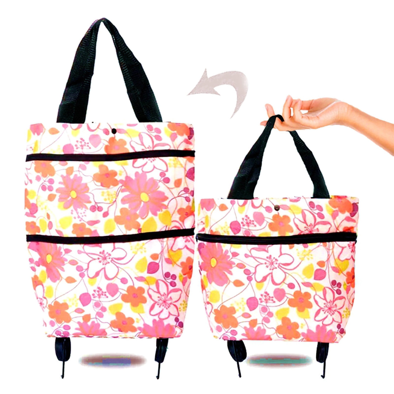Shopping Bag with Wheels Portable Trolley Bags Grocery Cart Hand ...