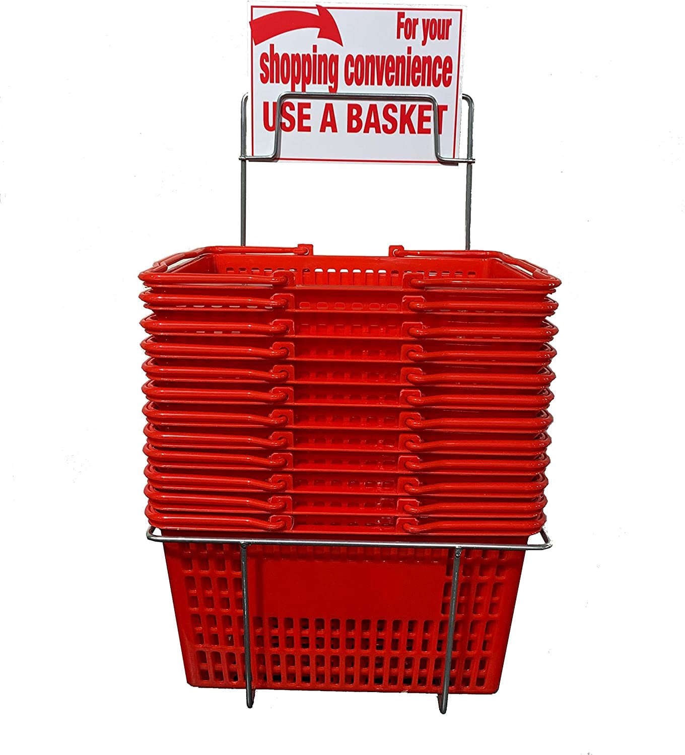 Shopping Basket Set of 12 - Durable Red Plastic Rectangular Baskets ...