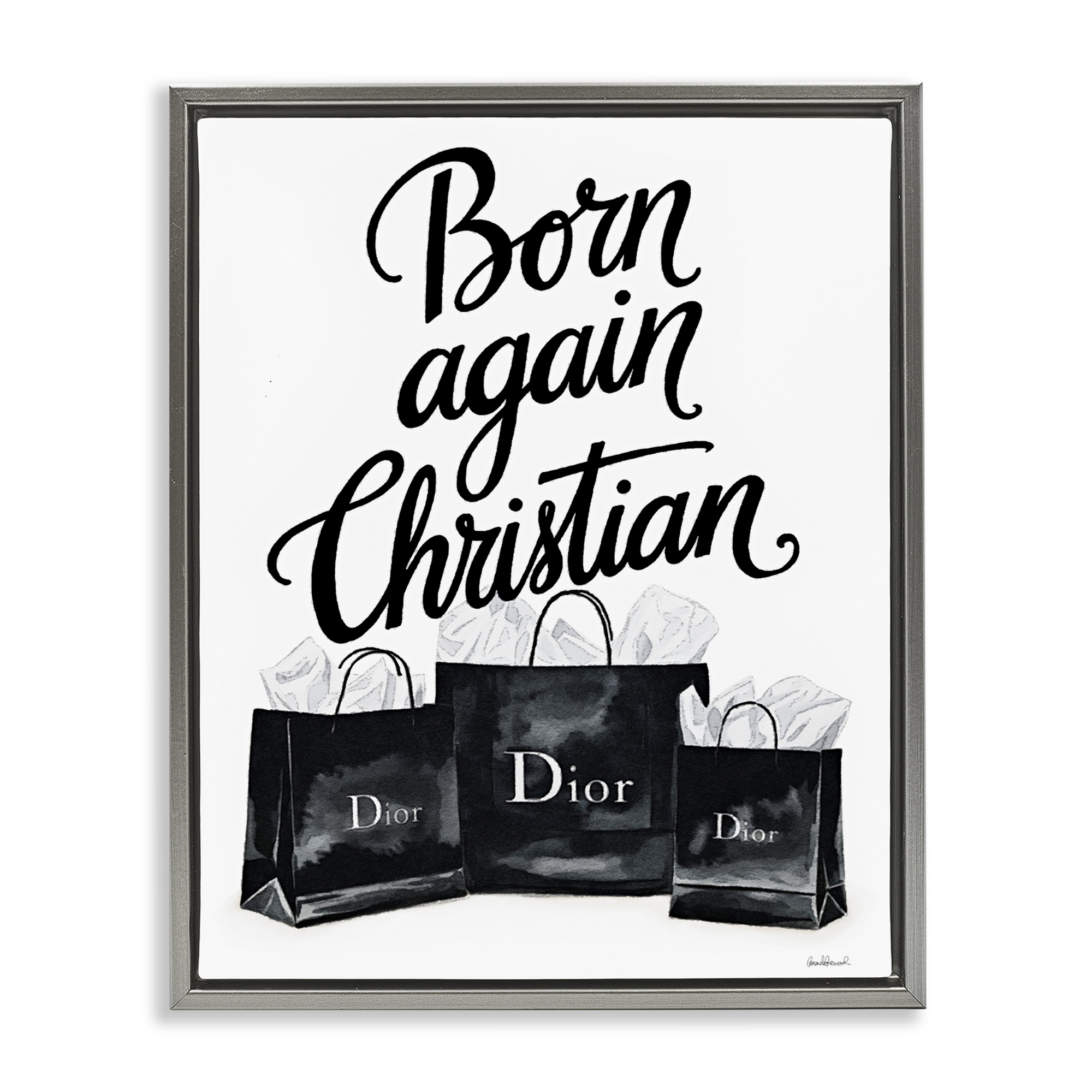 Shopping Born Again Christian Gray Framed Floater Canvas Wall Art ...