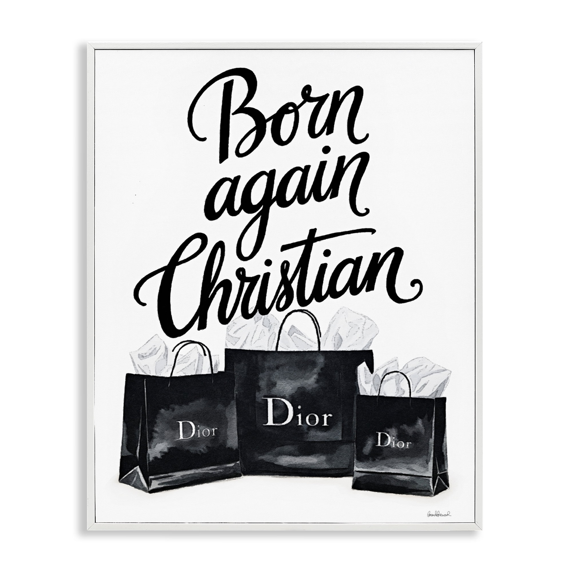 Shopping Born Again Christian White Framed Giclee Art, design by Amanda ...