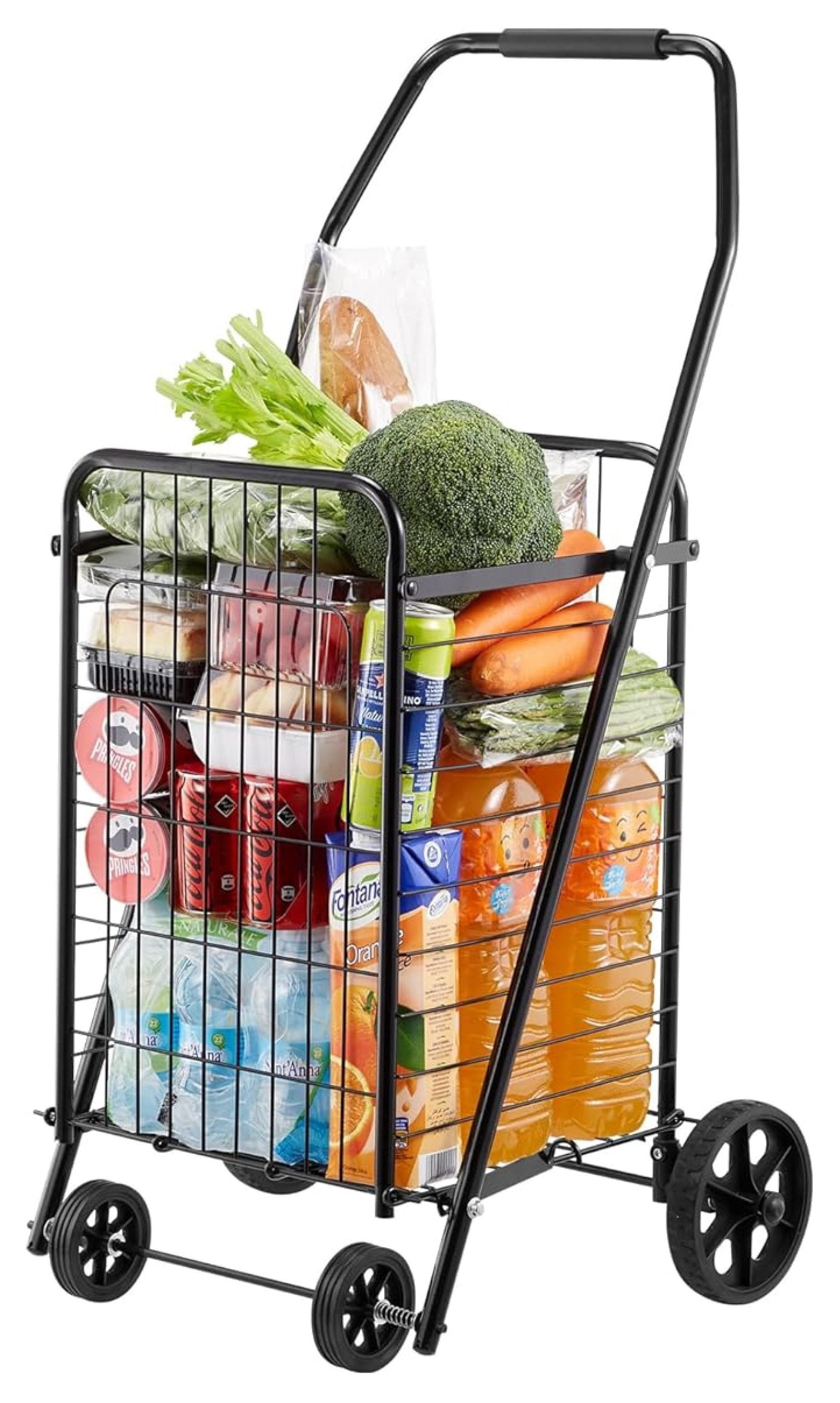 Shopping Cart, Folding Grocery Utility Cart with Swivel Wheels, 90 LBS ...