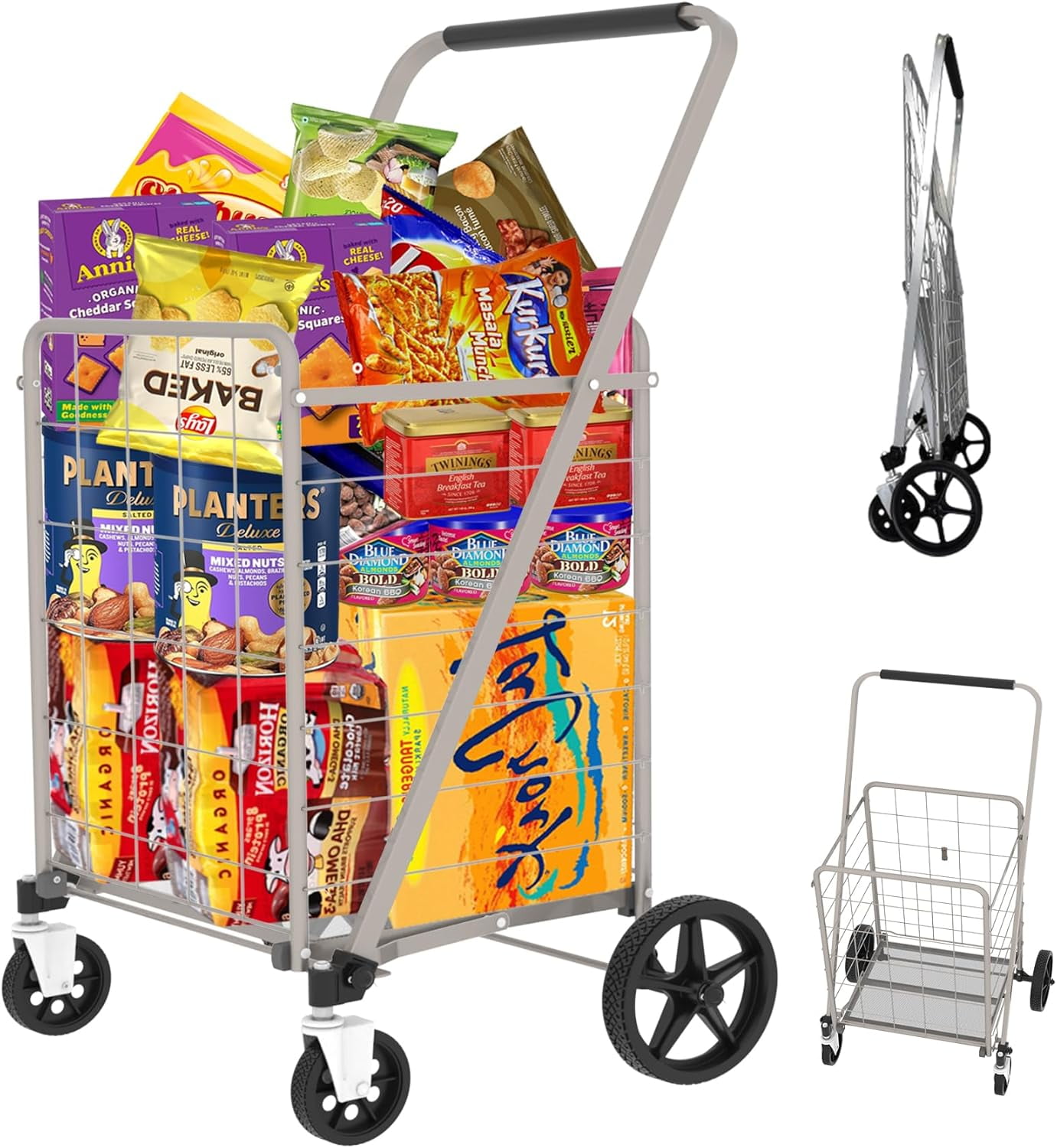 Shopping Cart for Groceries, Grocery Cart on Wheels with Encrypted ...