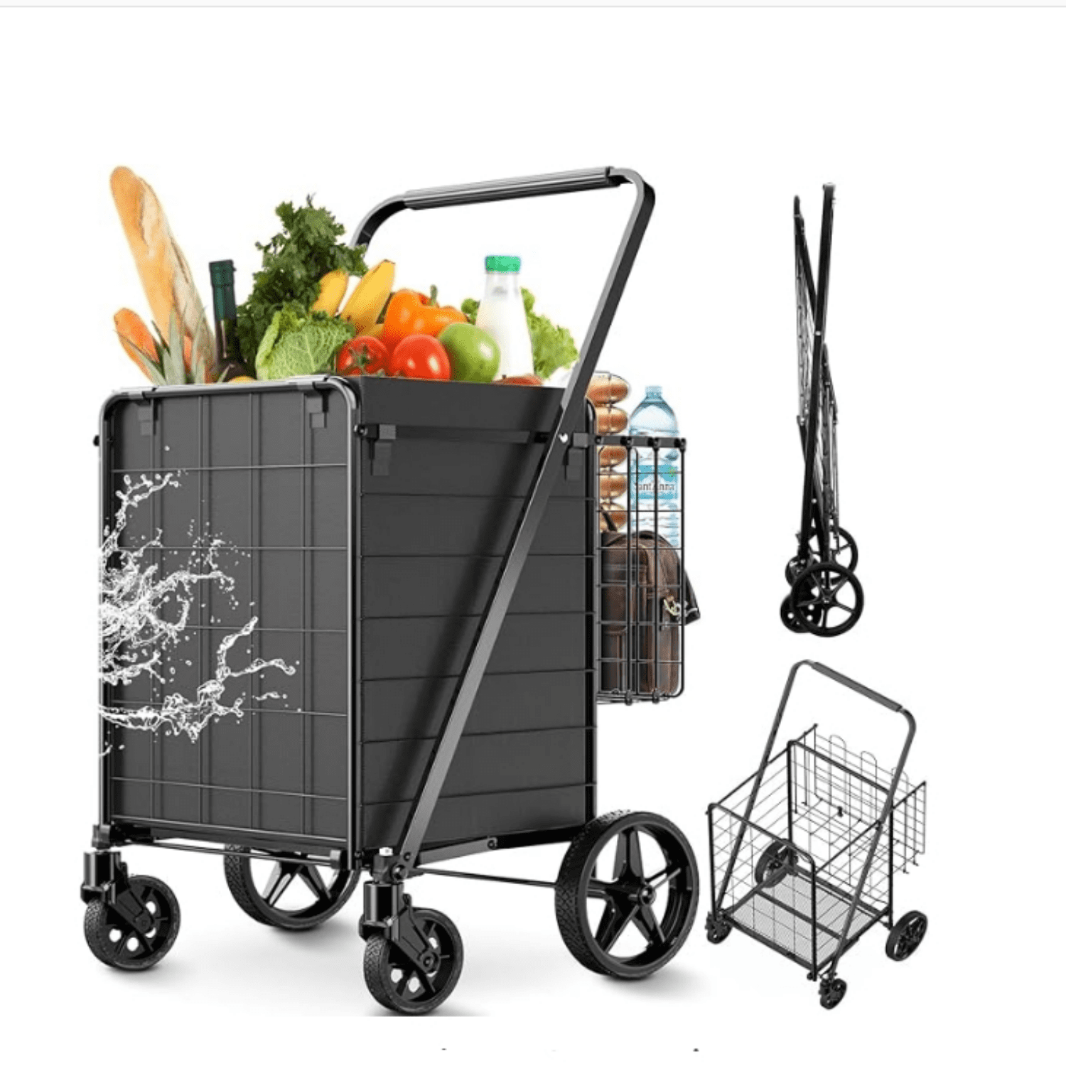 Shopping Cart for Groceries,Upgraded Jumbo Grocery Cart with Waterproof ...