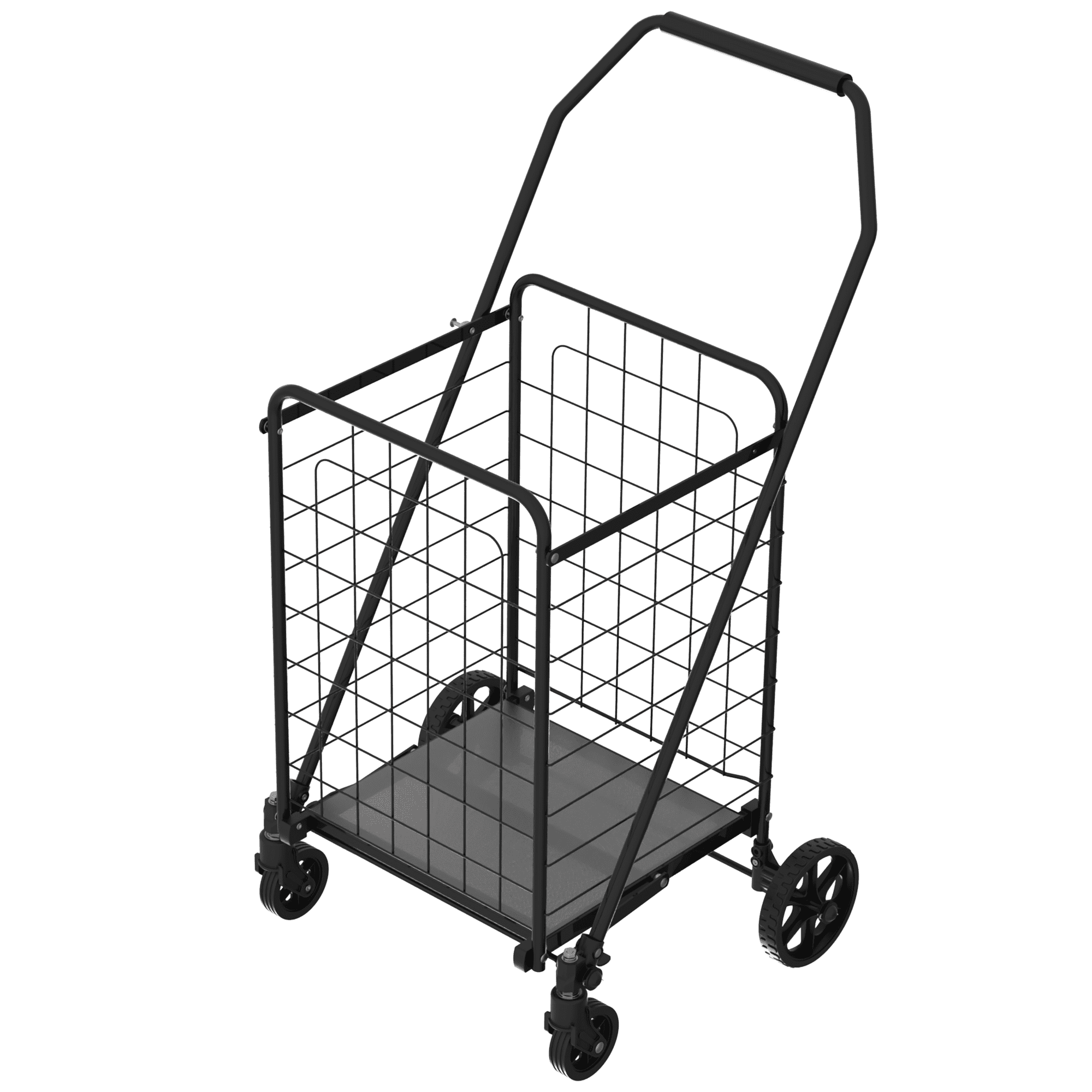 Shopping Cart with Shelf,Grocery Cart on Wheels, Foldable Utility ...